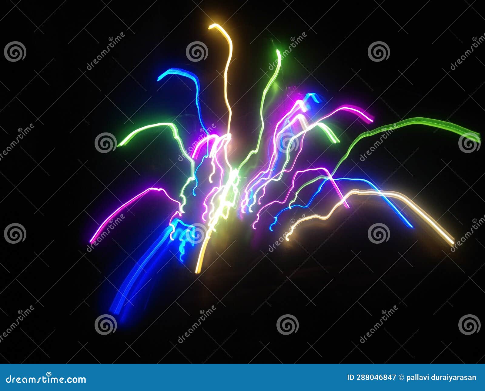 Slow Shutter Speed Light Art. Light Painting. Splash Line Abstract ...