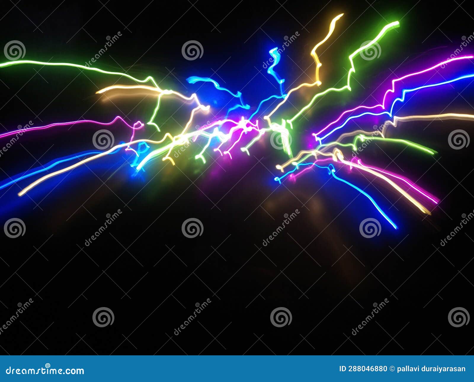 Slow Shutter Speed Light Art. Light Painting. Splash Line Abstract ...