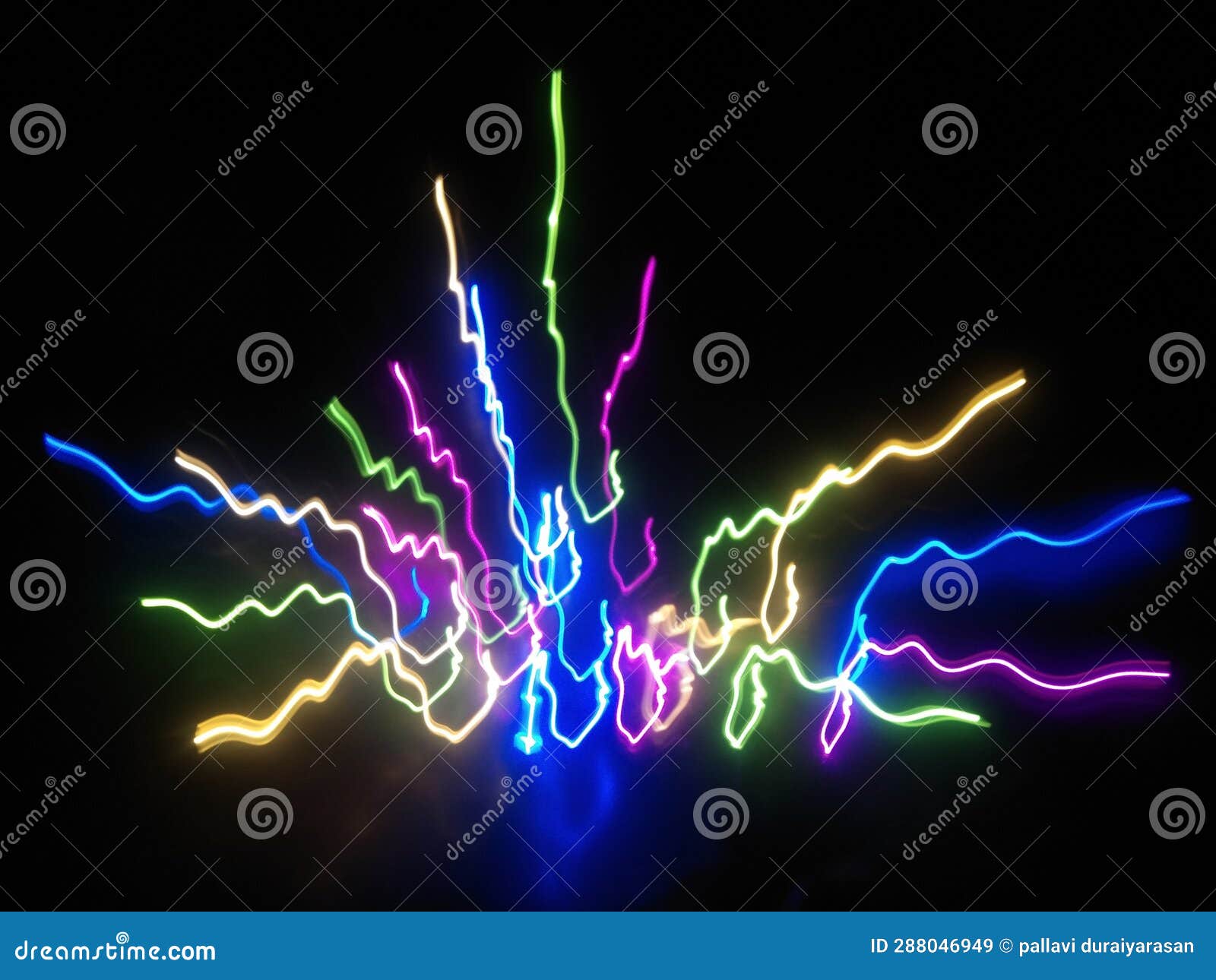 Slow Shutter Speed Light Art. Light Painting. Splash Line Abstract ...