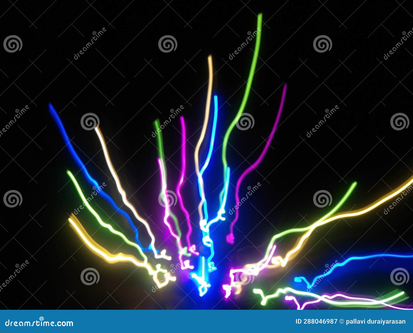 Slow Shutter Speed Light Art. Light Painting. Splash Line Abstract ...
