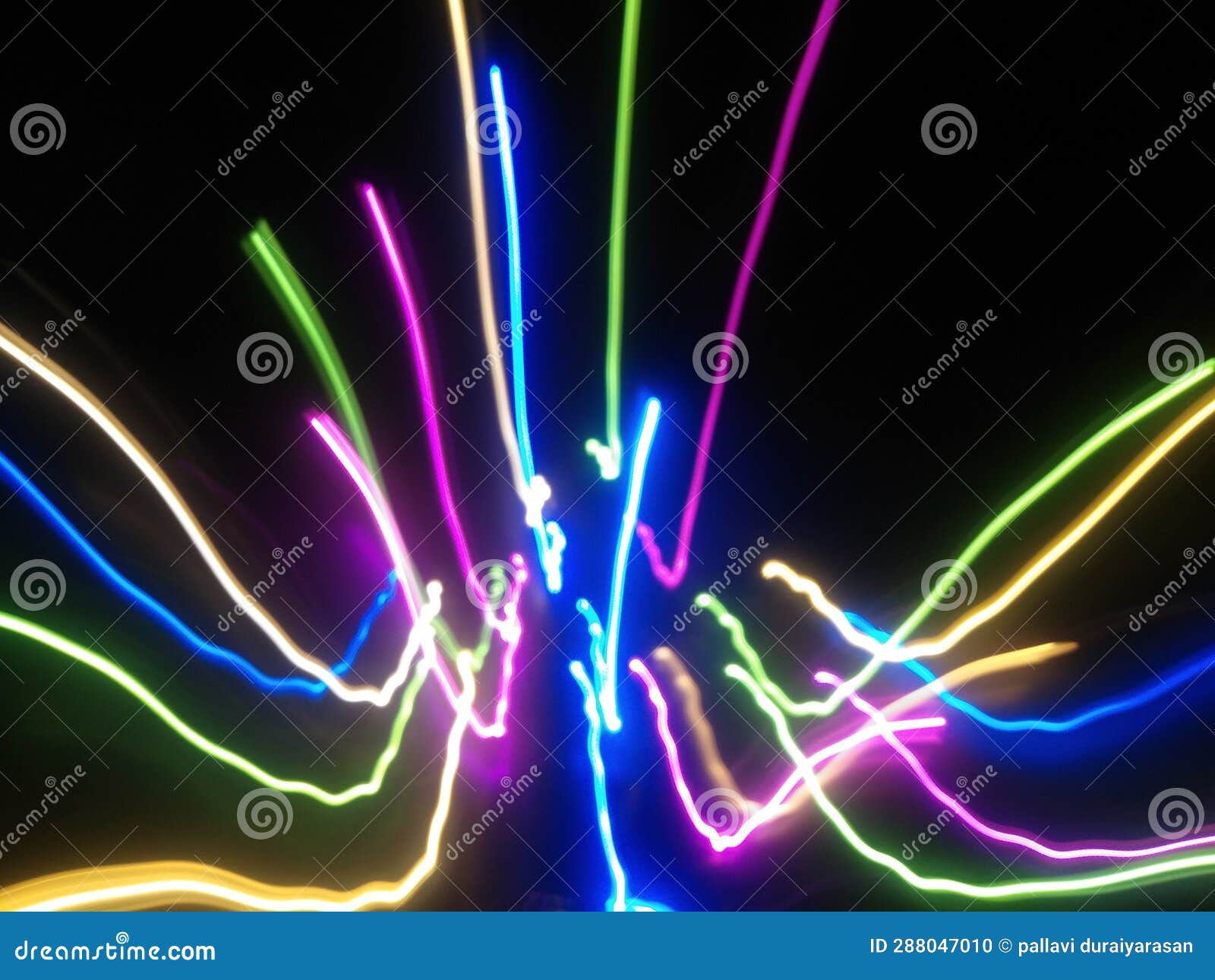 Slow Shutter Speed Light Art. Light Painting. Splash Line Abstract ...