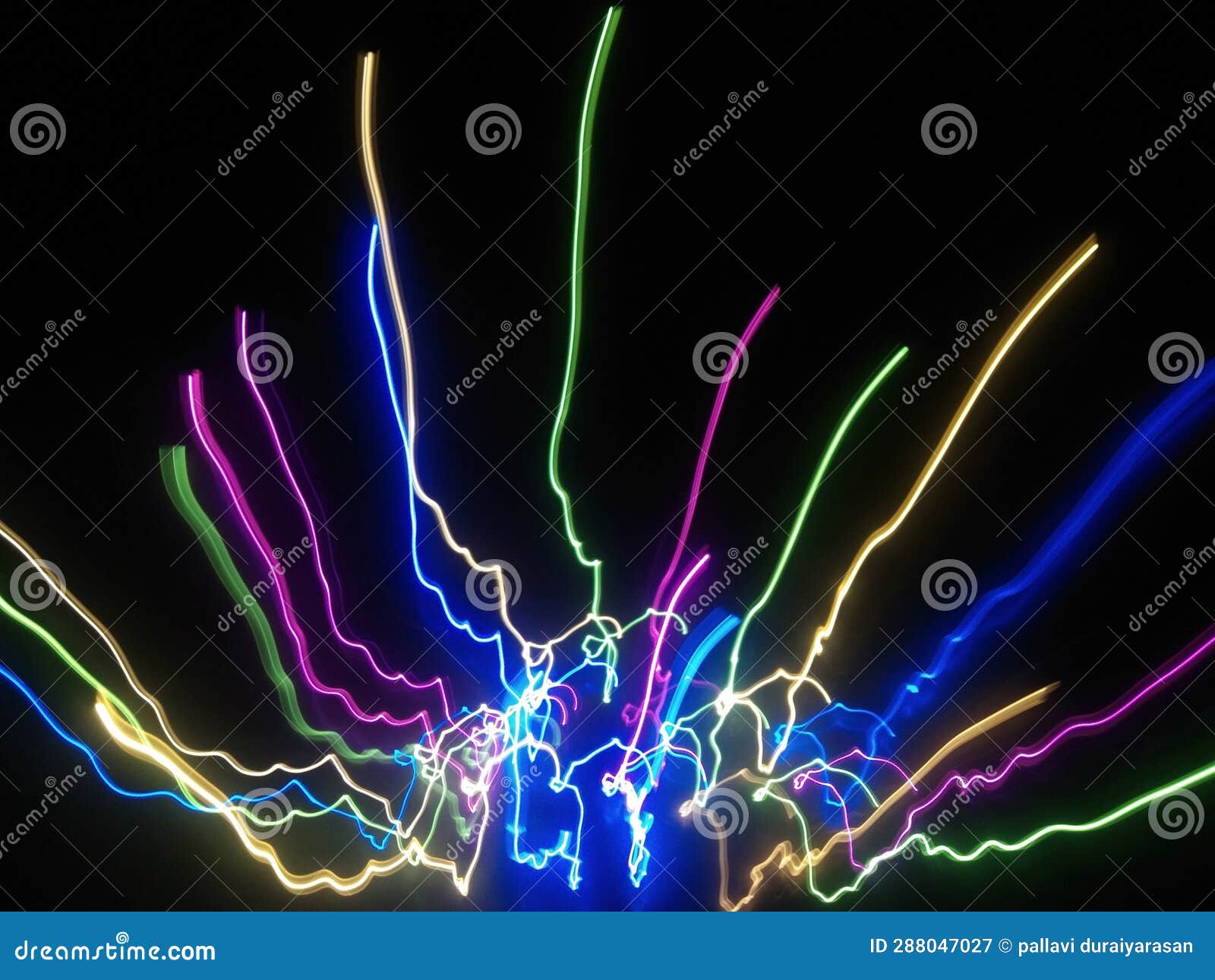 Slow Shutter Speed Light Art. Light Painting. Splash Line Abstract ...