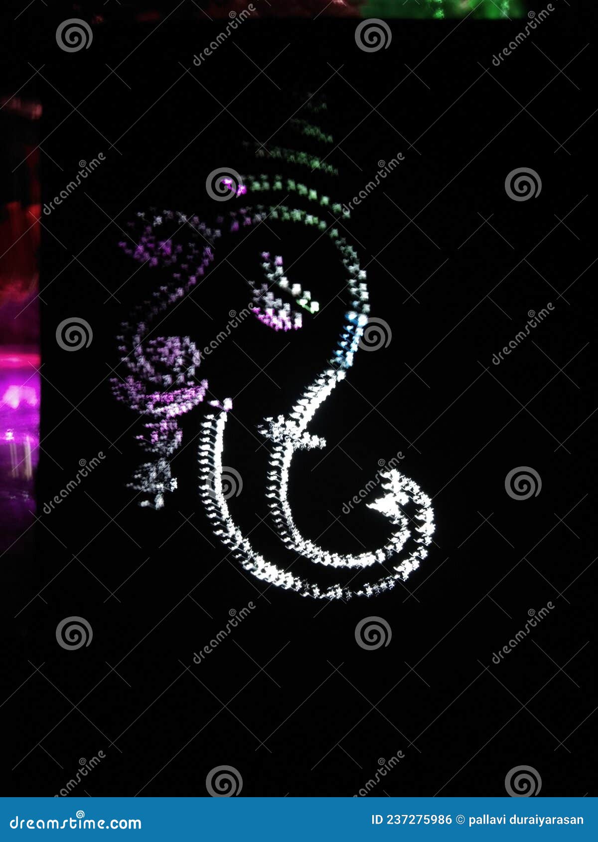 Slow Shutter Speed Light Art . Light Art with Vinayagar Design. Stock ...
