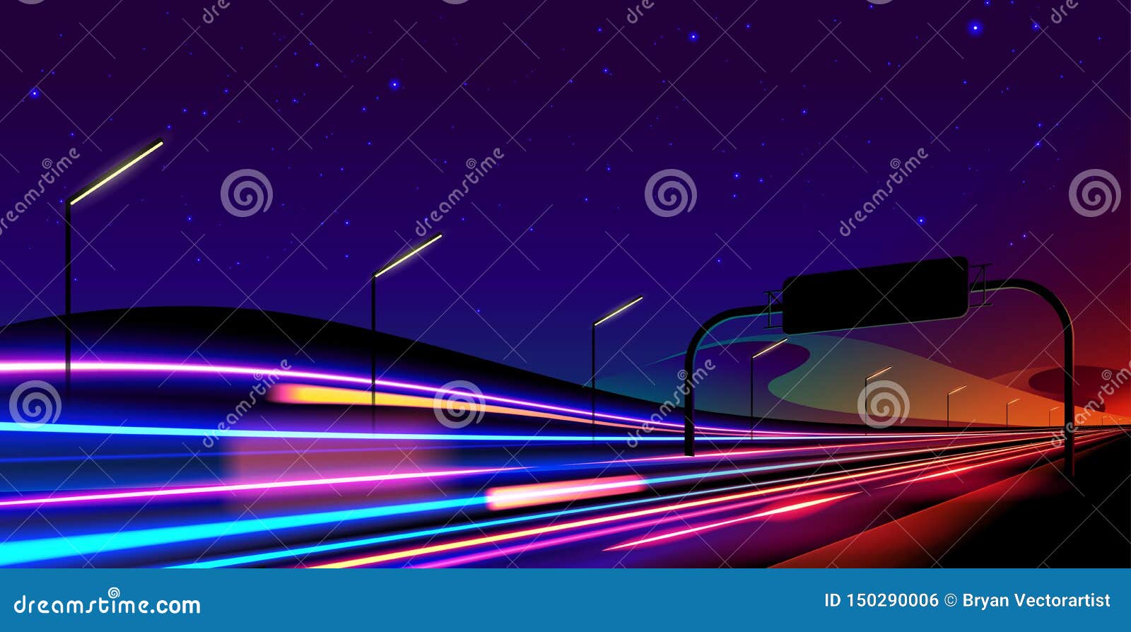 Slow Shutter Light Trails Effect In Vector Stock Illustration ...