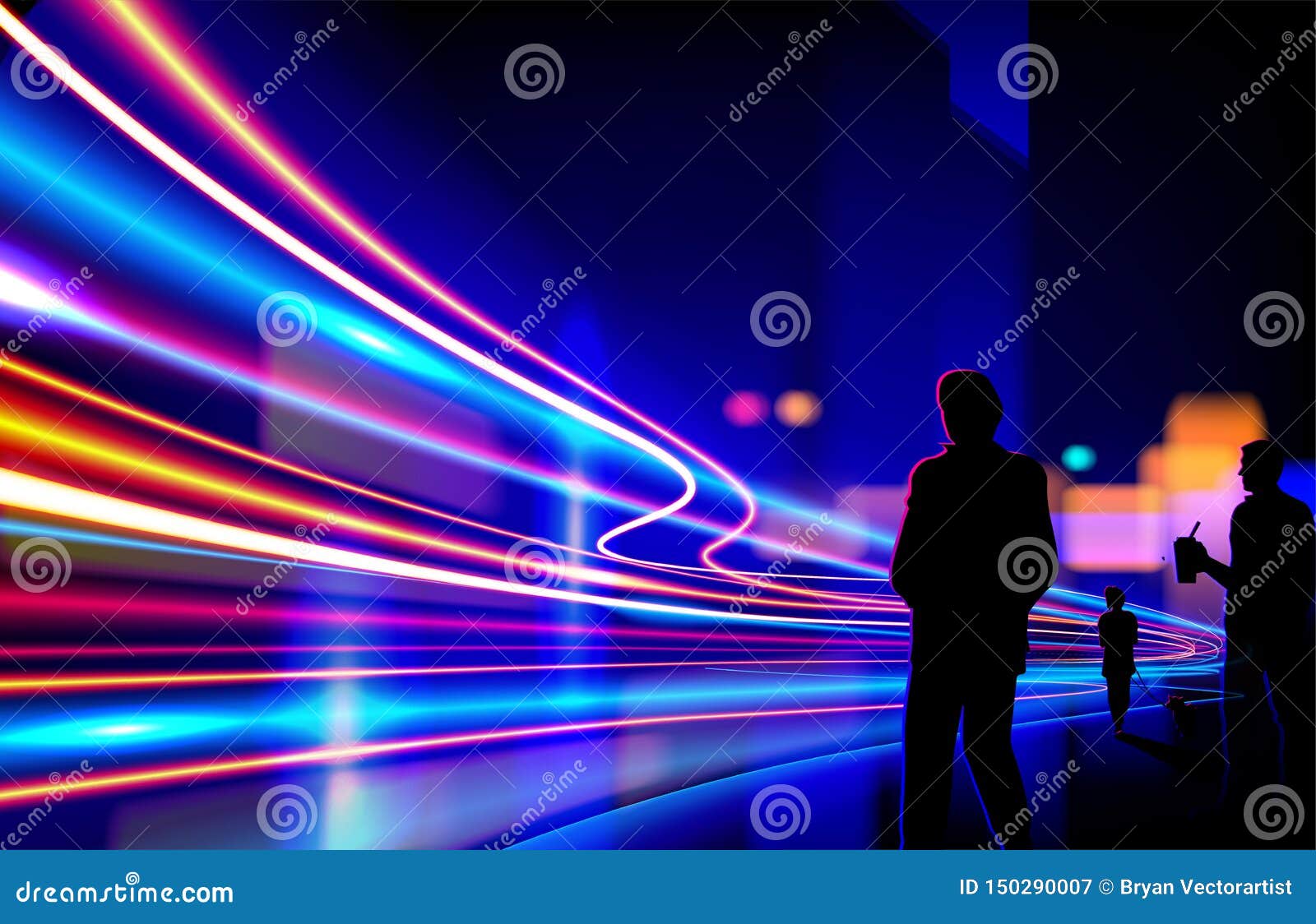 Slow Shutter Light Trails Effect In Vector Stock Illustration ...