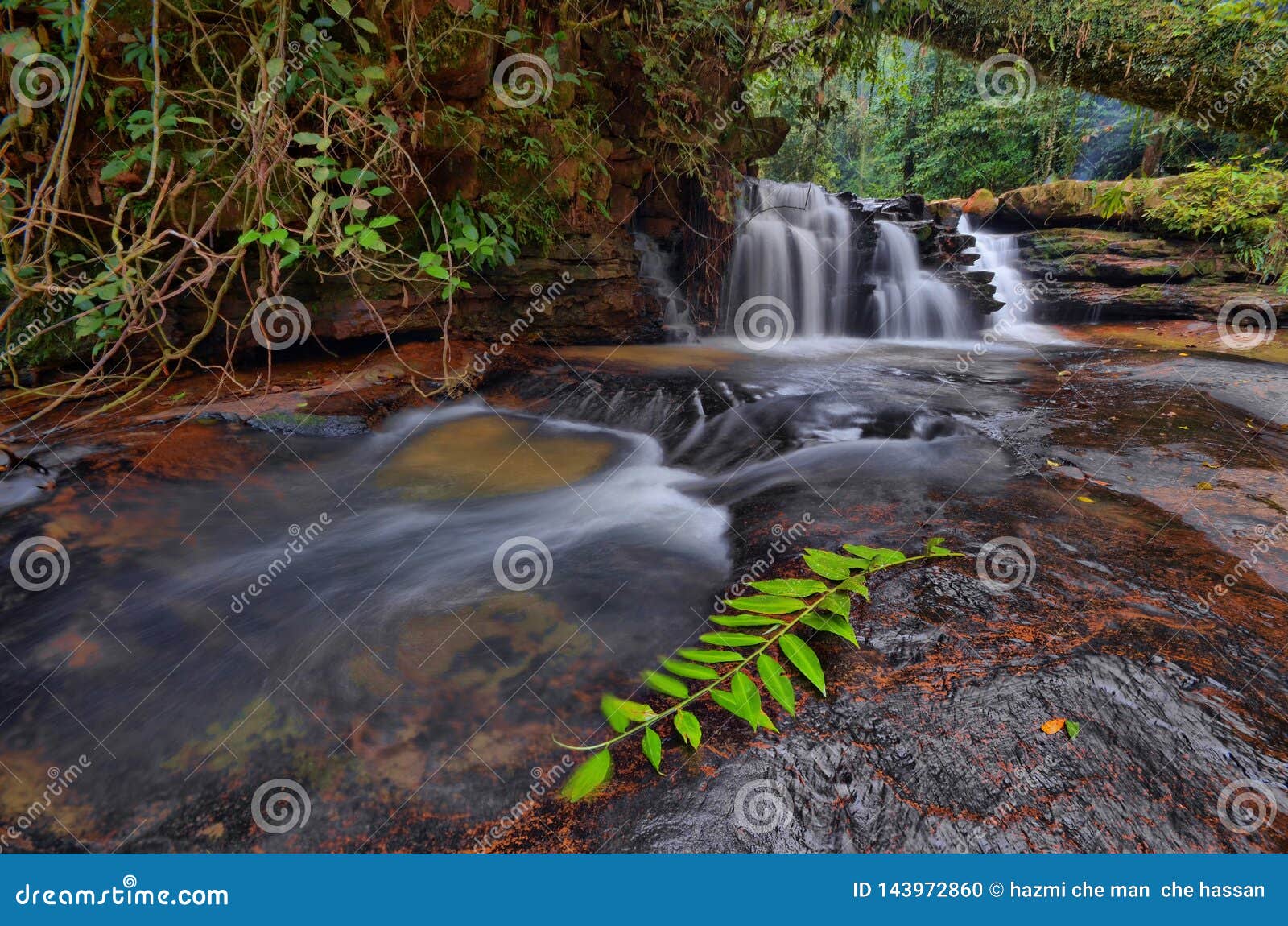 Slow Shutter Waterfall in the River Stock Photo - Image of green, river ...