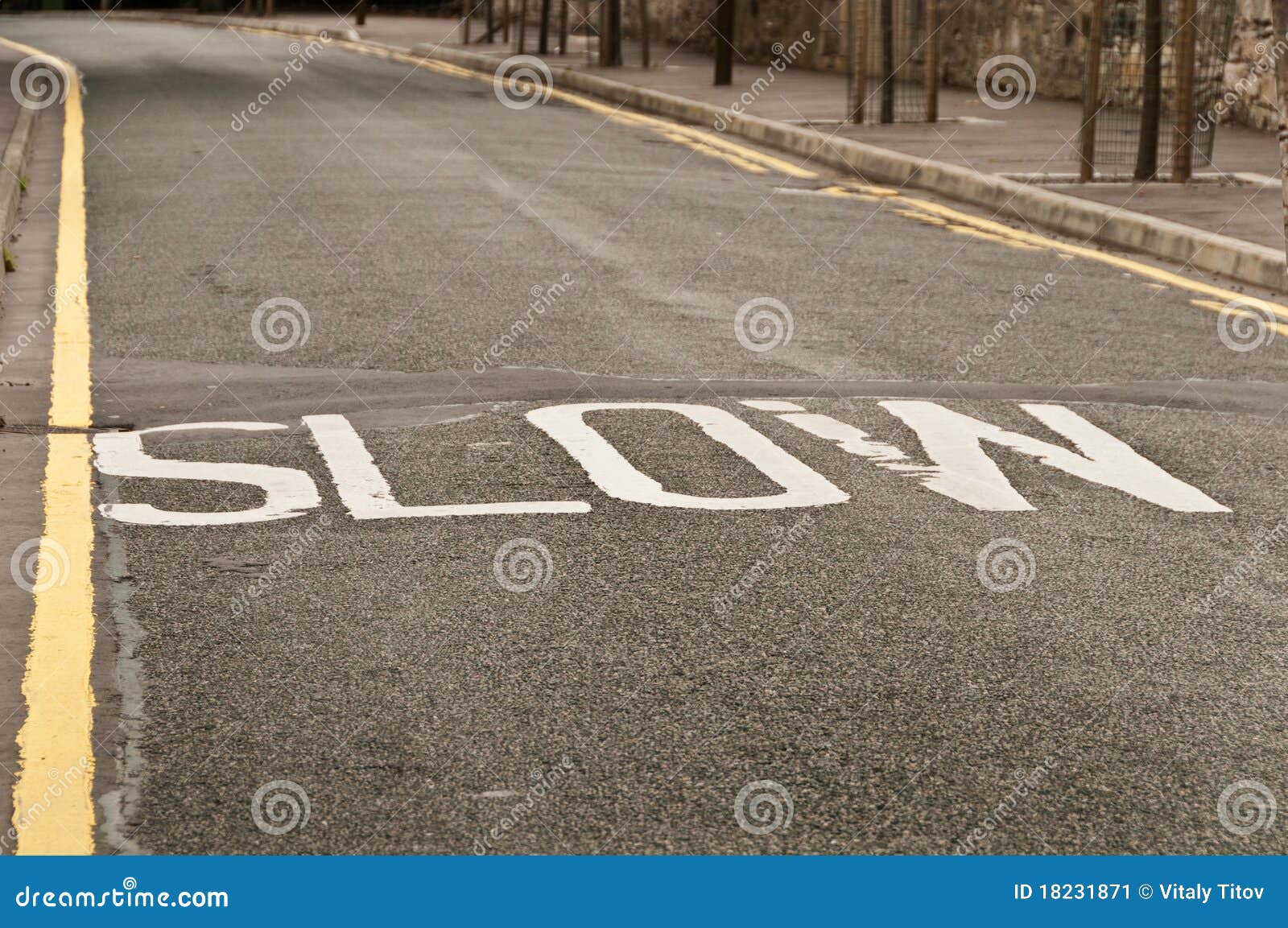 Slow Sign on a Bend in Edinburgh Road, UK Stock Image - Image of ...