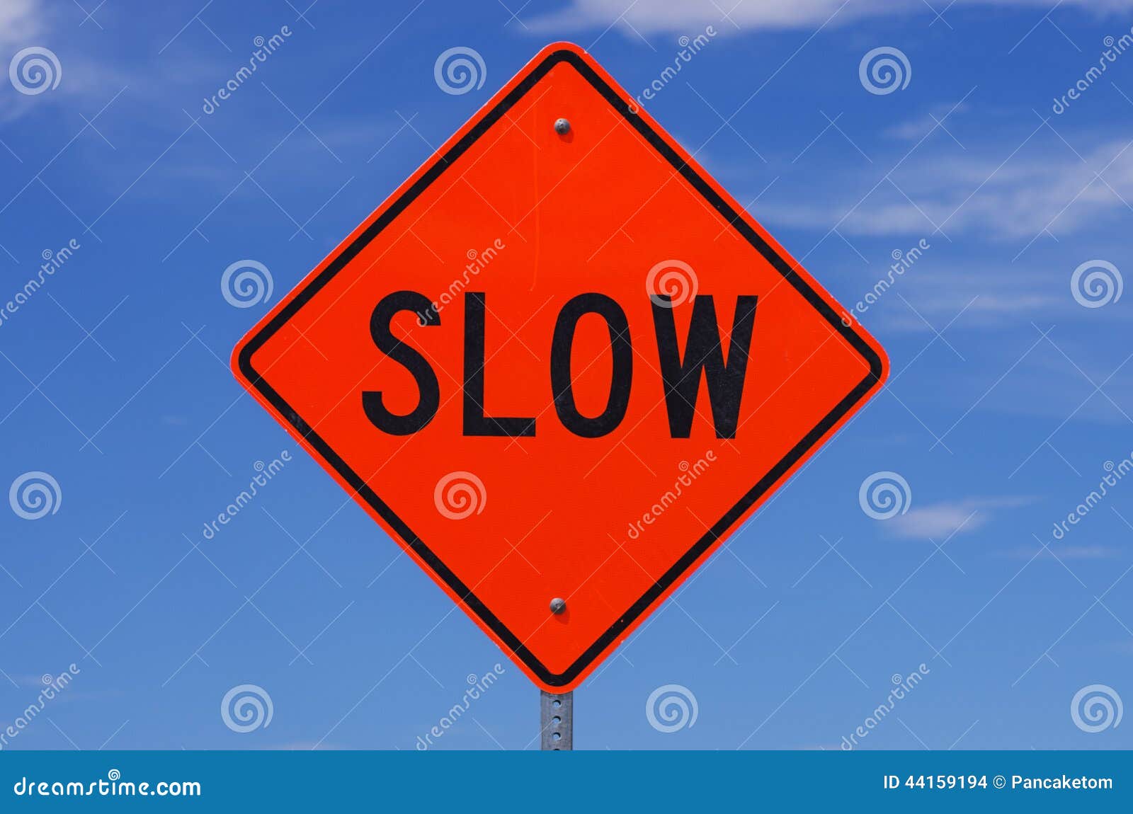 Slow Sign stock photo. Image of slow, roadsign, blue - 44159194
