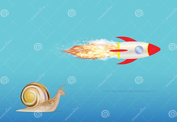 Slow Snail and Speed Rocket Stock Vector - Illustration of quick, sign ...