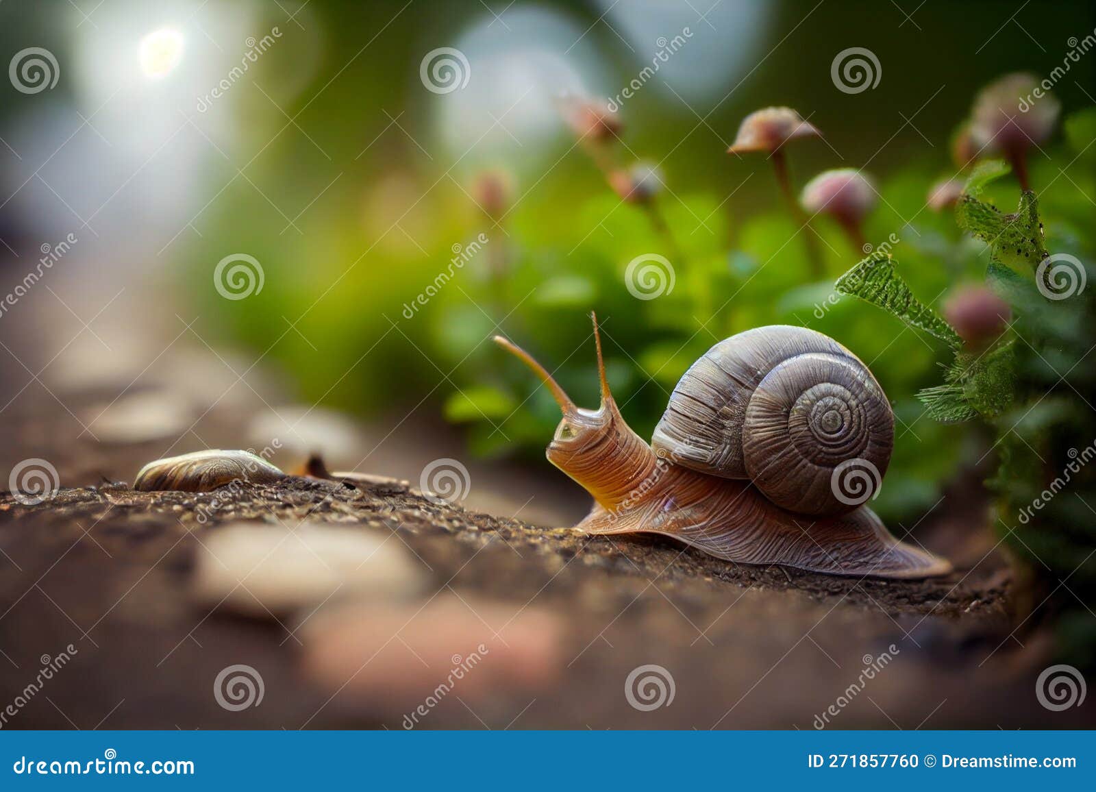 Slow and Steady: Snail in the Garden. AI Generated Stock Photo - Image ...