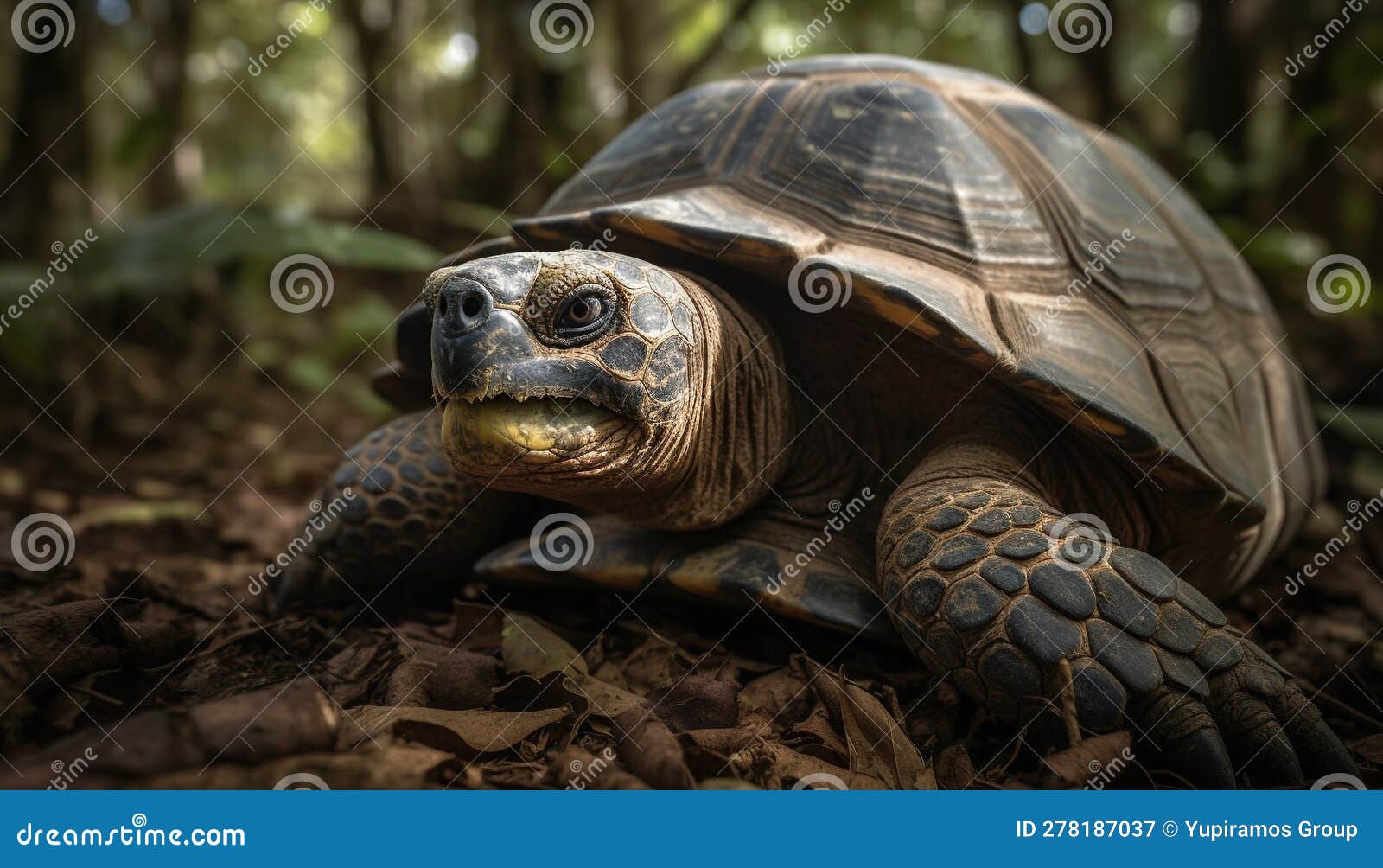 Slow Tortoise Crawling in Tropical Rainforest Foliage Generated by AI ...