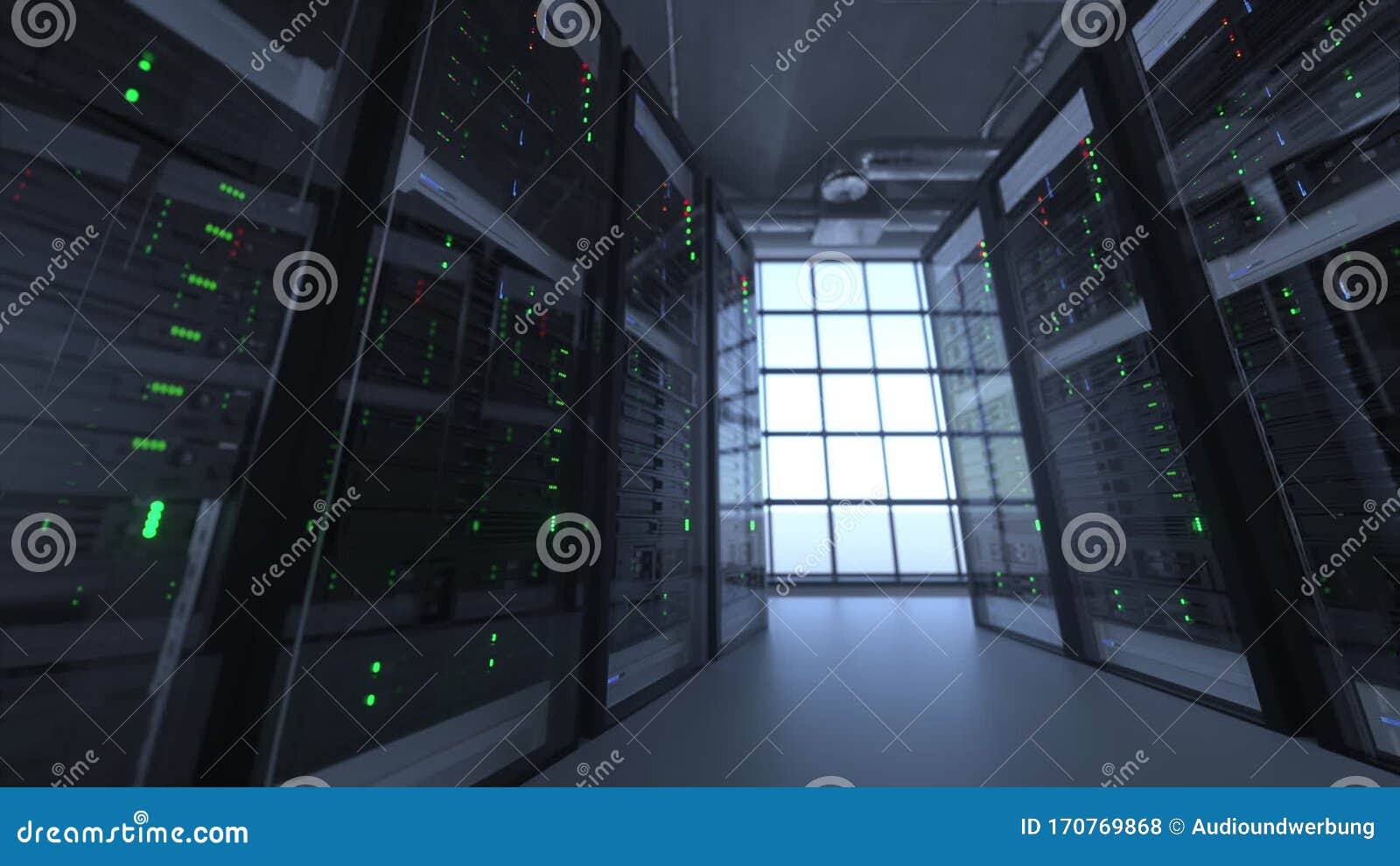 Slow Tracking Shot of Server Units in Cloud Service Data Center Showing ...