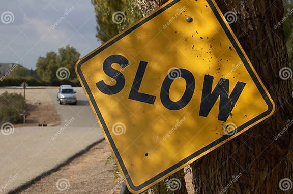 Slow Traffic Sign stock photo. Image of road, sign, slow - 516544
