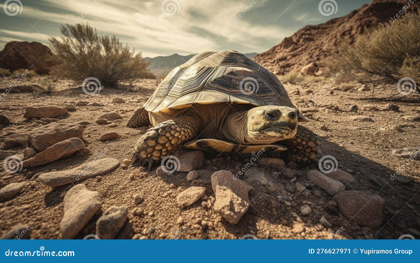 Slow Turtle Crawling on Dry Arid Sand Generated by AI Stock ...