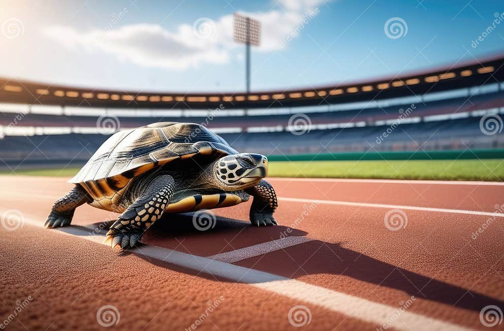 Slow Turtle at Racing Track of Stadium Stock Illustration ...
