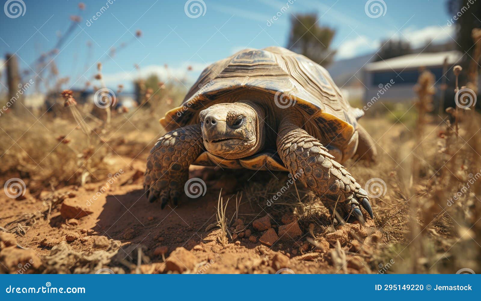 Slow Walking Tortoise in the Grass, Cute and Old Generated by AI Stock ...
