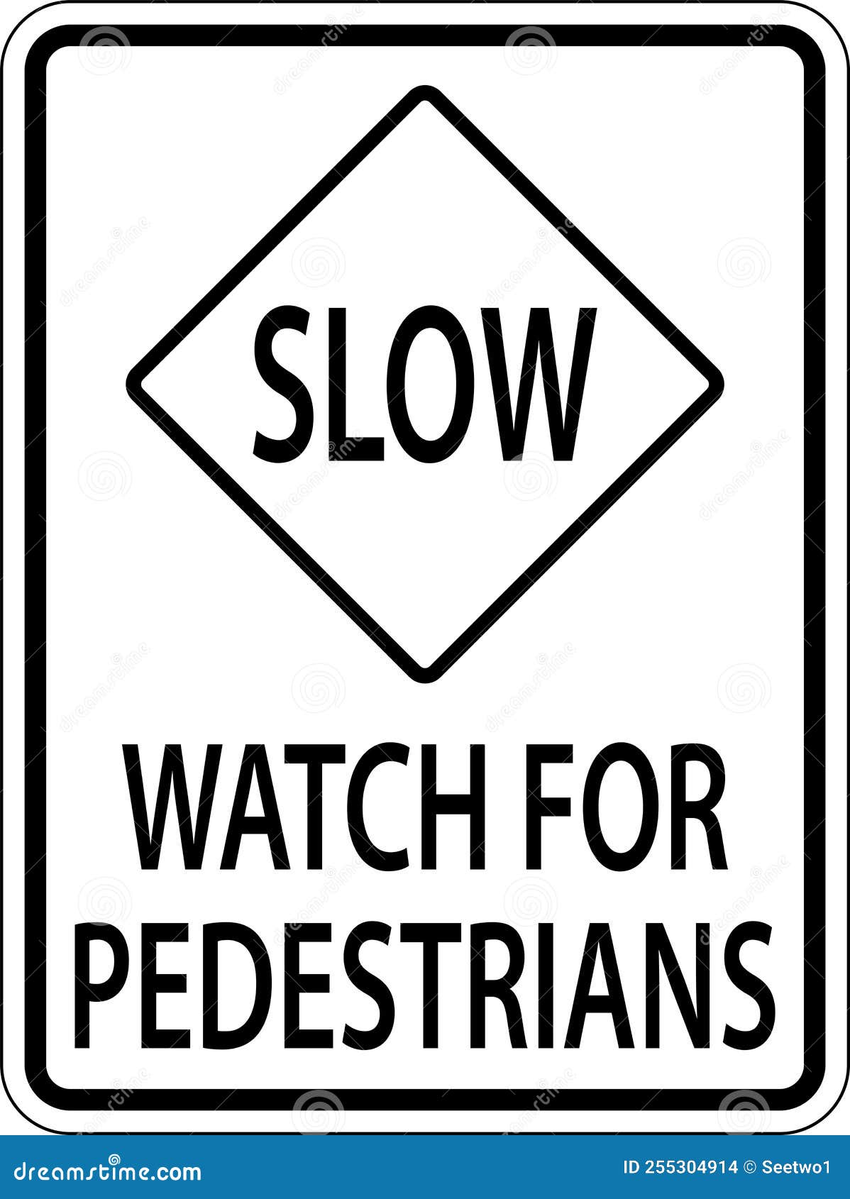 Slow Watch for Pedestrians Sign on White Background Stock Vector ...