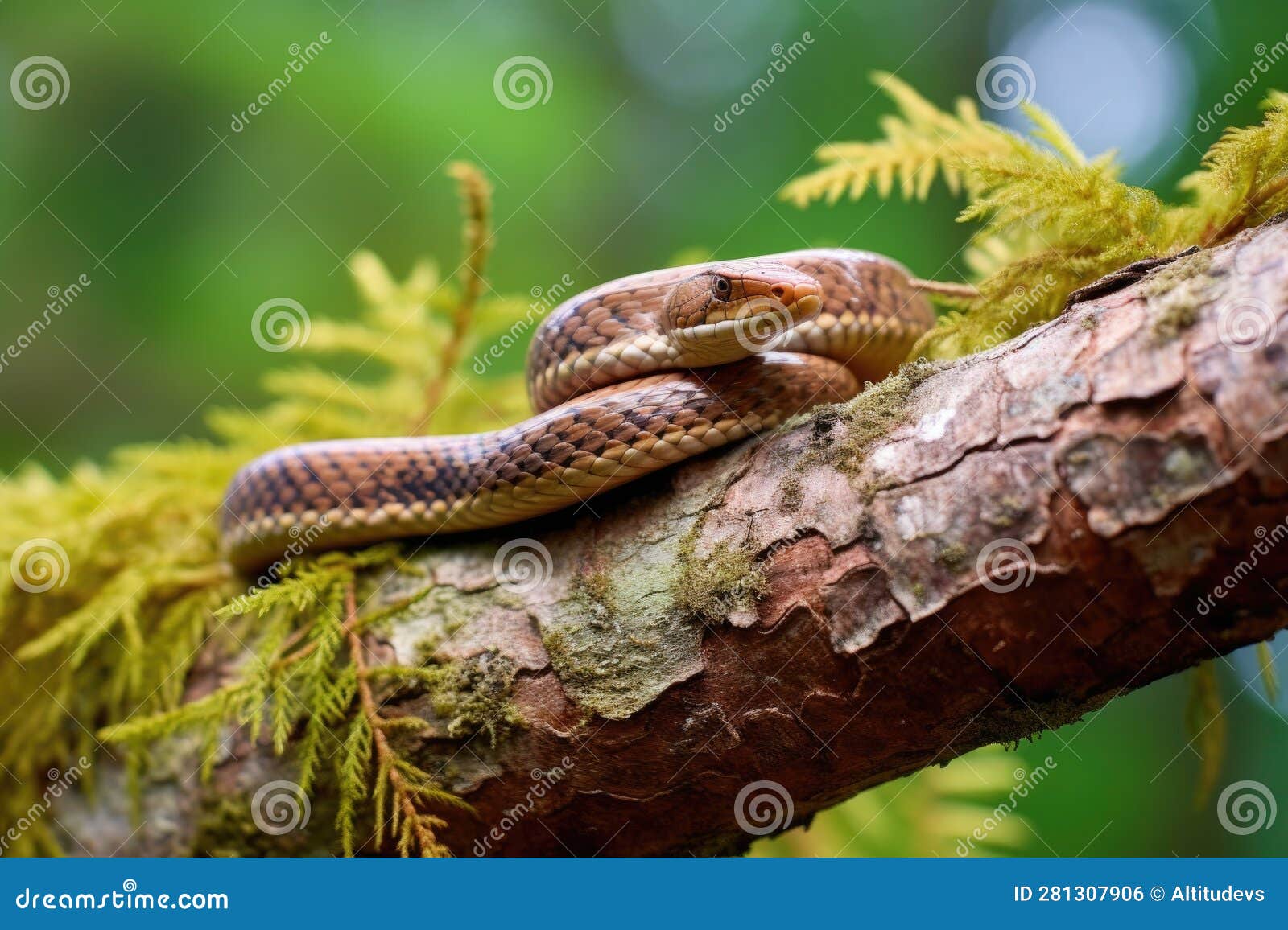 Slow Worm Curled Around a Tree Branch Stock Illustration - Illustration ...