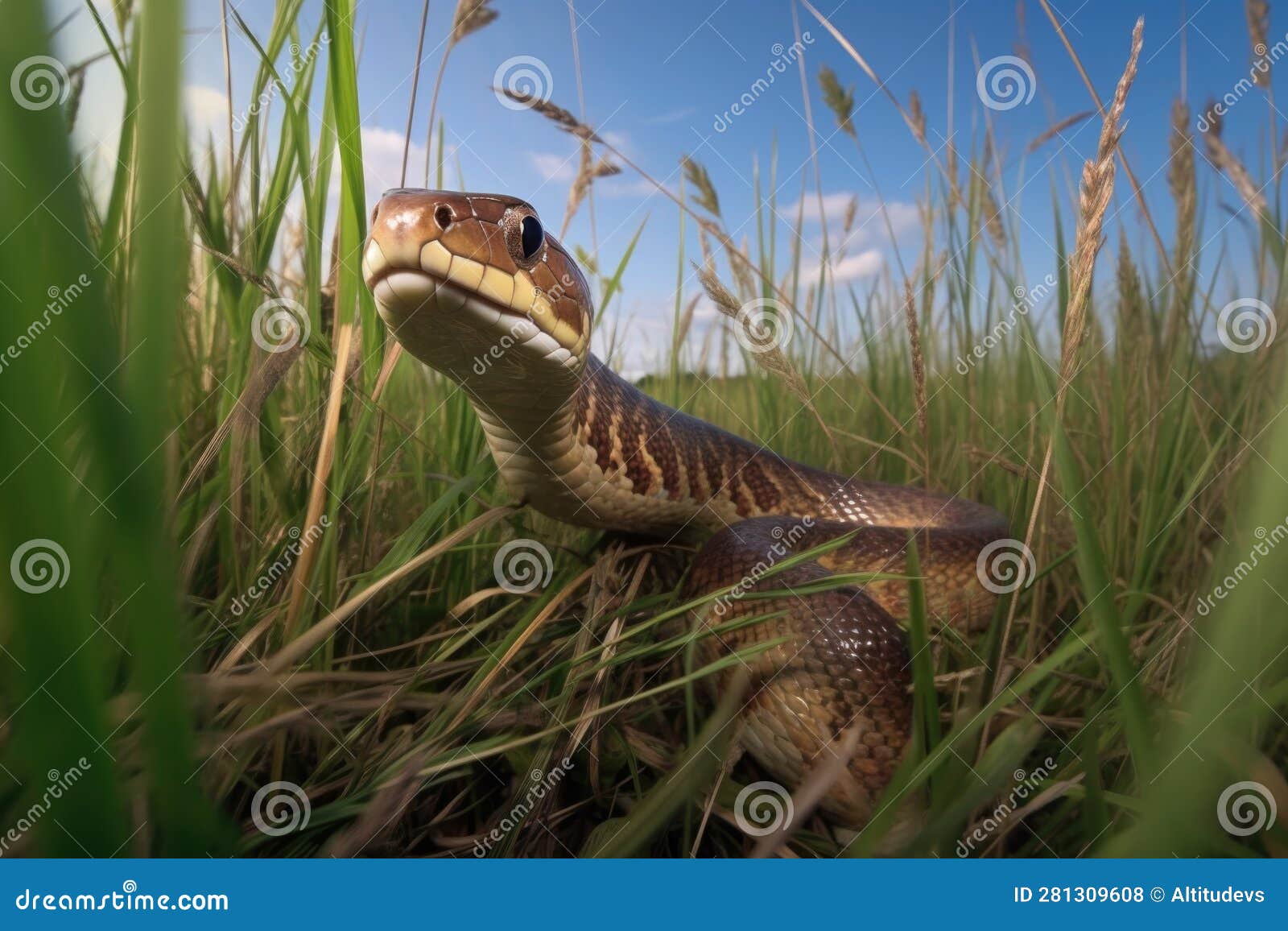 Slow Worm Slithering through Tall Grass Stock Illustration ...
