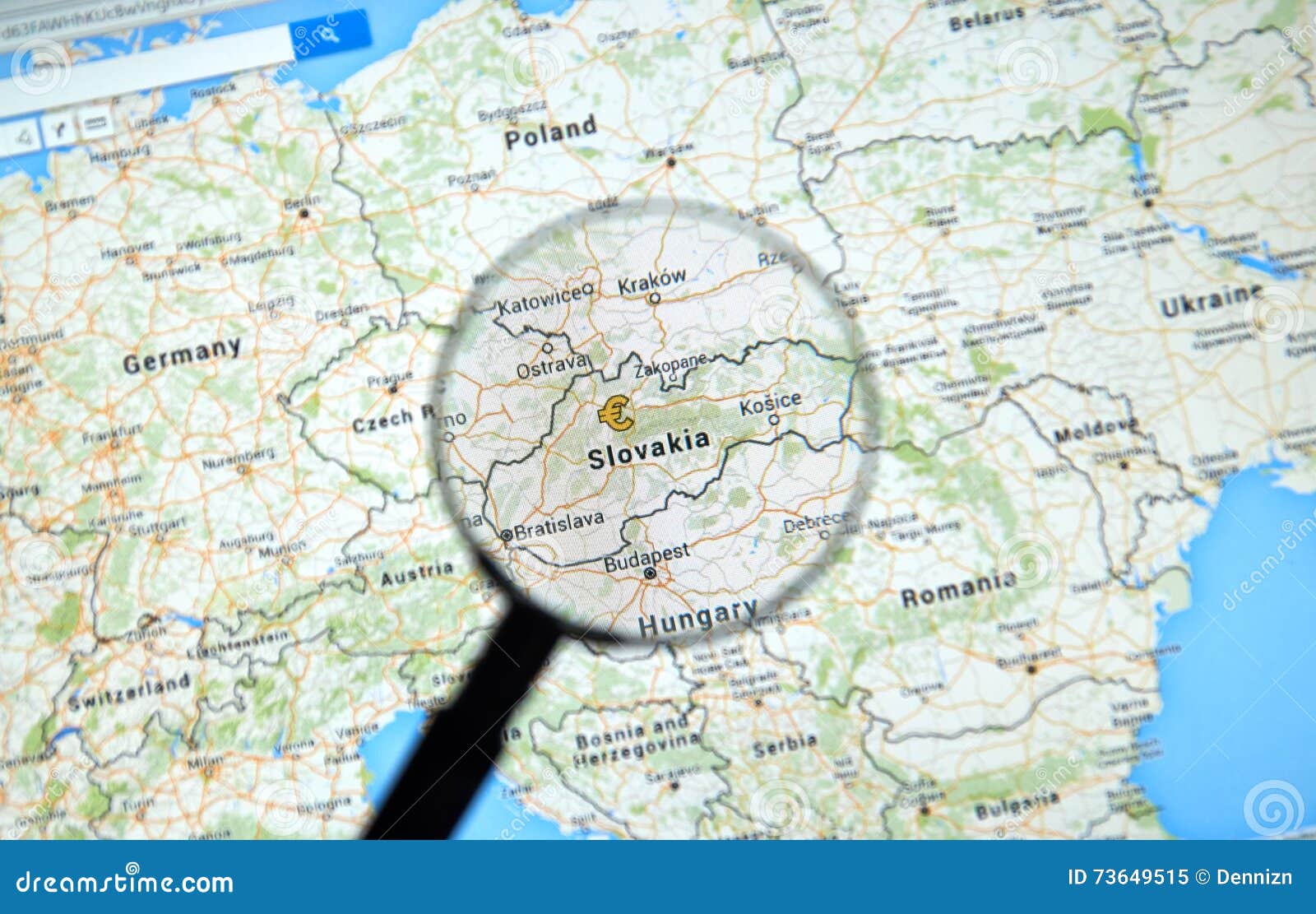 Slowakije op Google Maps redactionele afbeelding. Image of scherm ...