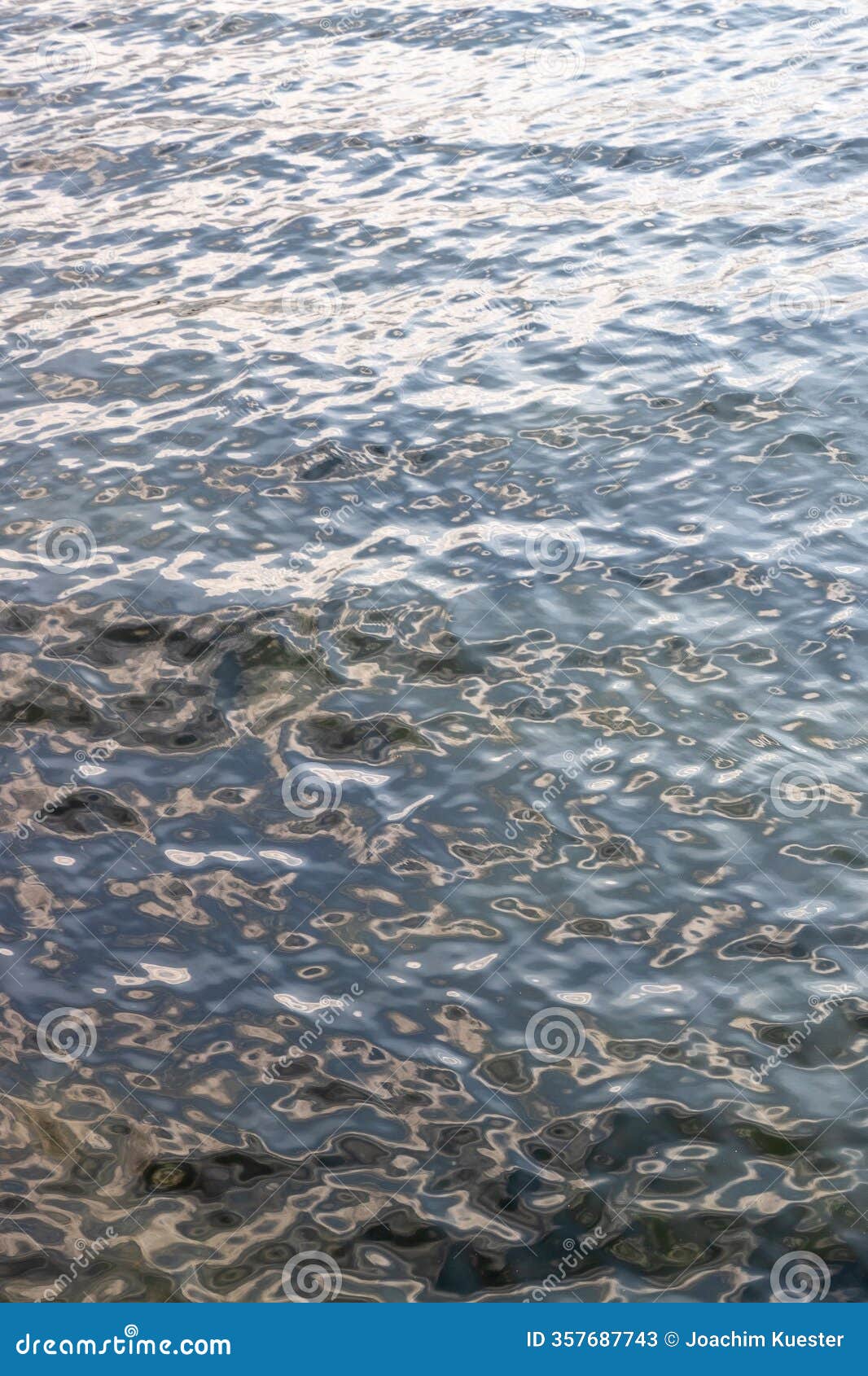 Slowly Moving Littles Waves on Water with Reflections Stock Image ...