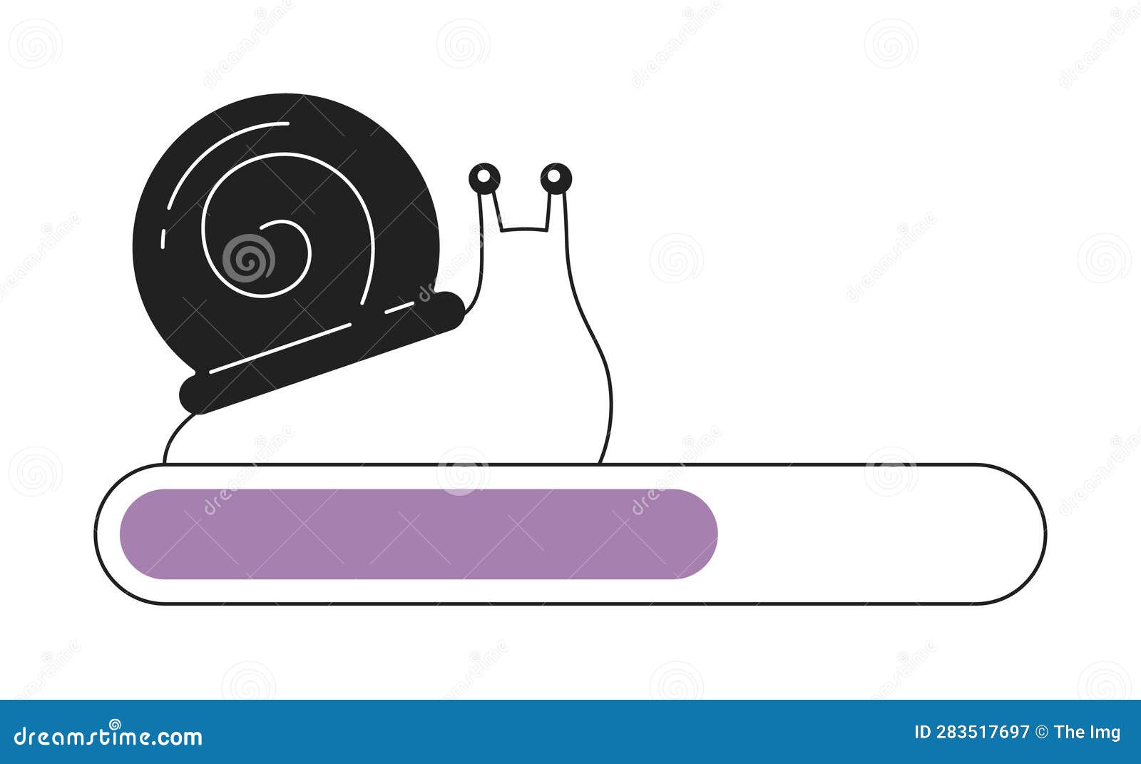 Slowly Snail with Spiral Shell Outline Loading Bar Vector Illustration ...