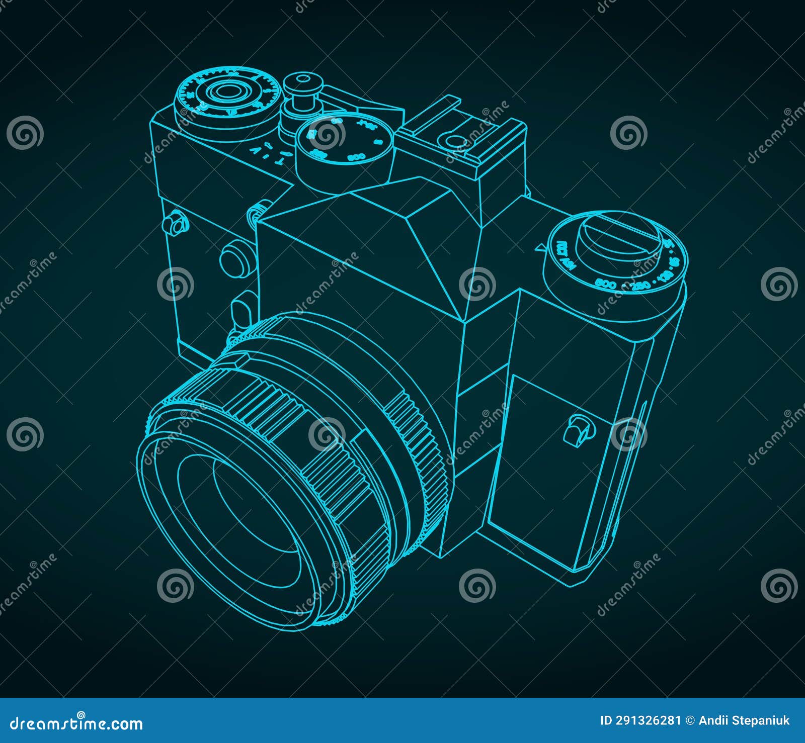 SLR camera blueprint stock illustration. Illustration of technology ...