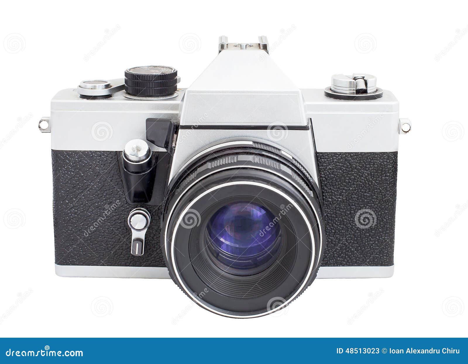 SLR Camera on Film 35mm Format with Lens Isolated on a White Background ...