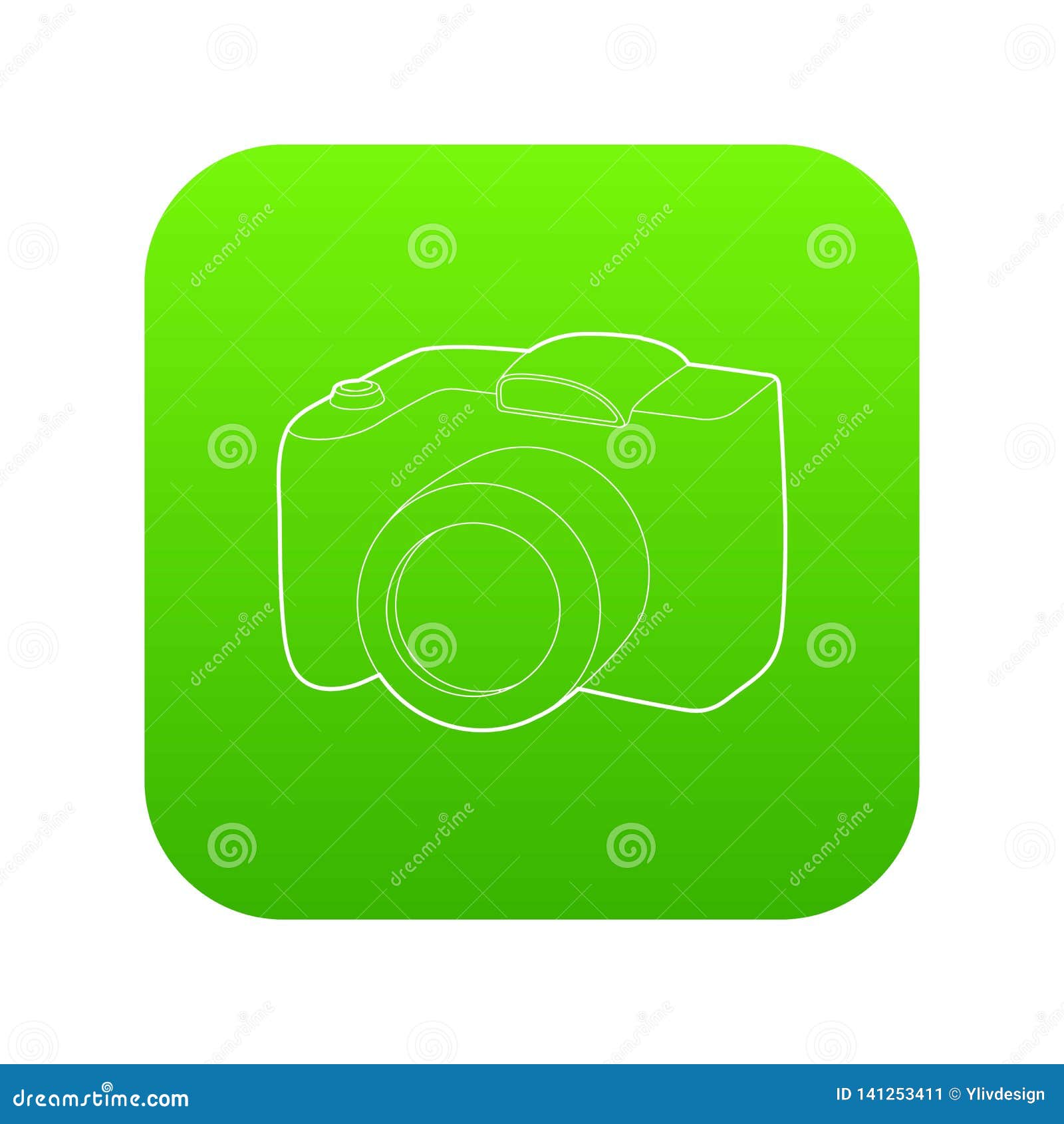 SLR Camera Icon Green Vector Stock Vector - Illustration of focus ...