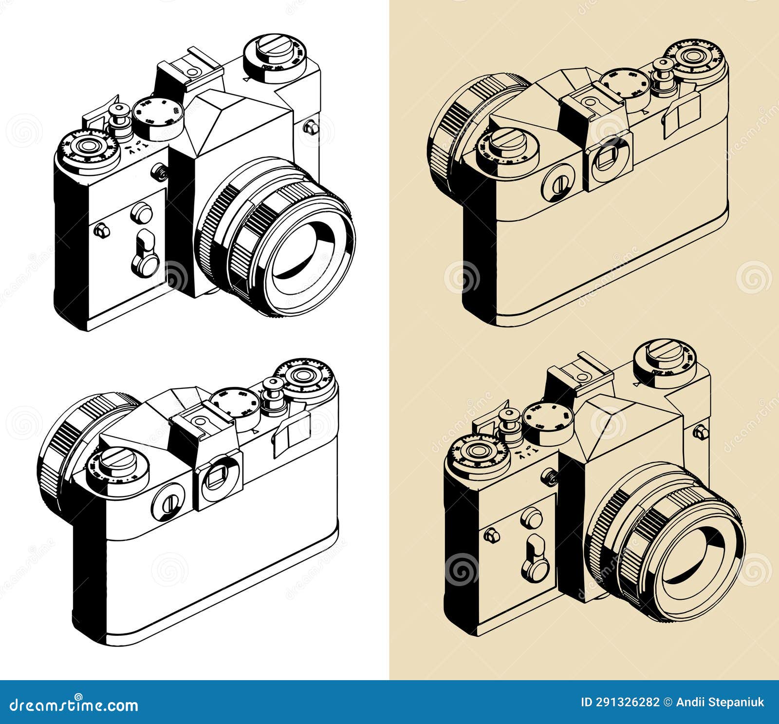 SLR Camera Isometric Illustrations Stock Vector - Illustration of retro ...