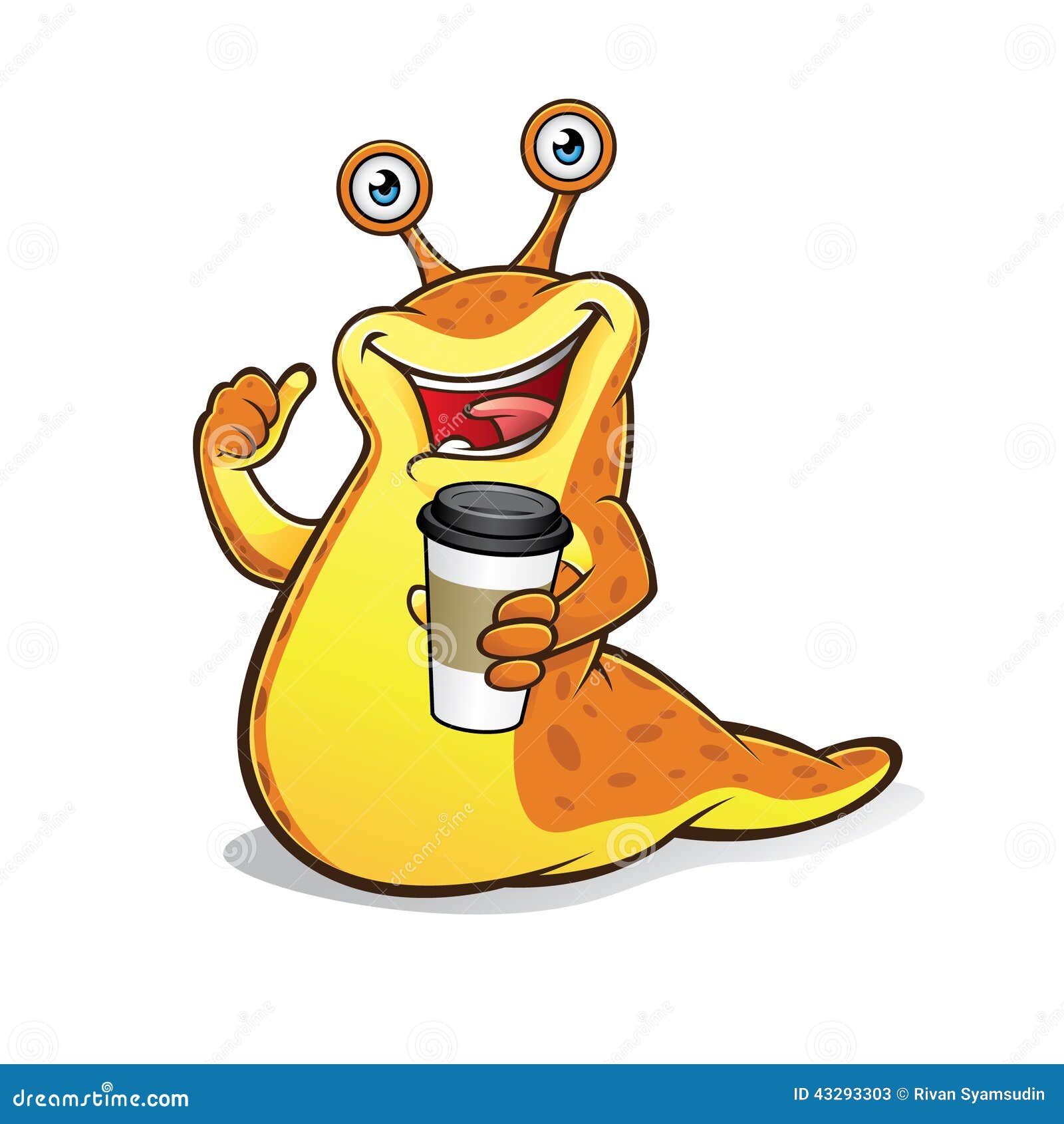 Slug with a Cup of Coffee stock illustration. Image of expression ...