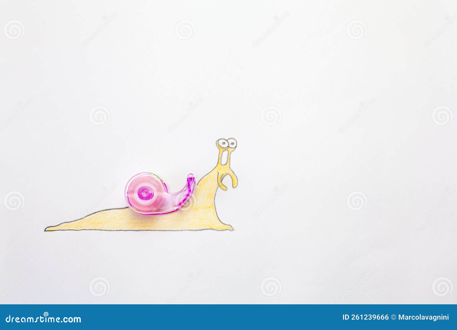 Slug Drawing Going To School Stock Photo - Image of copy, pastel: 261239666