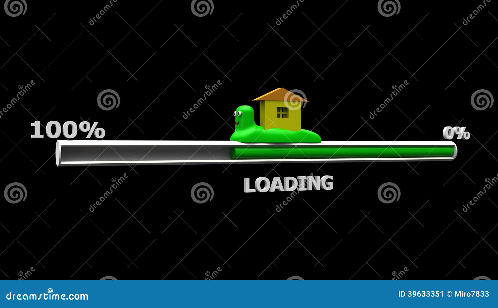 Slug House Loading 3d Black Background Stock Image - Image of character ...
