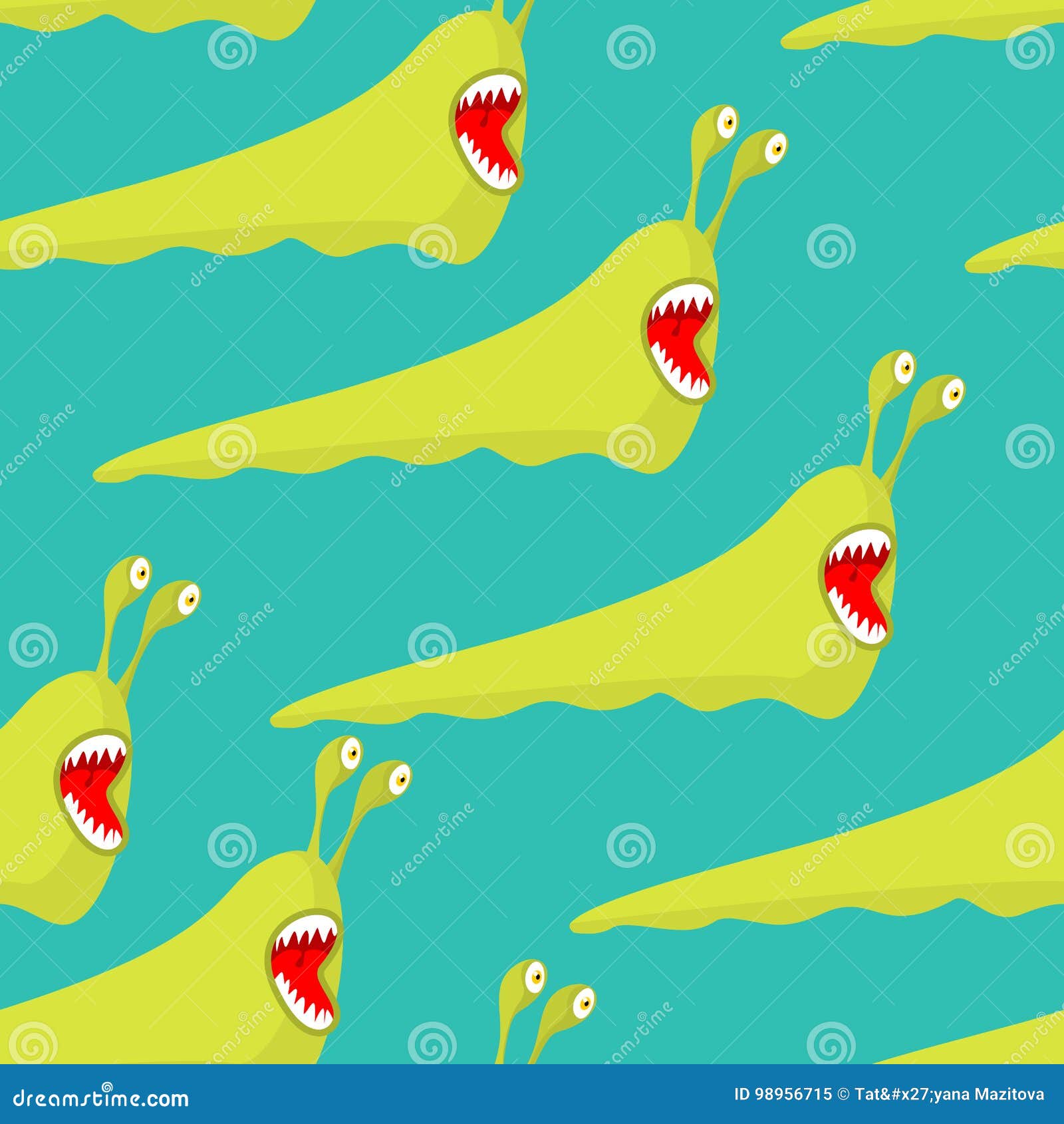 Slug Seamless Pattern. Monsters Insects Pests Ornament. Stock Vector ...
