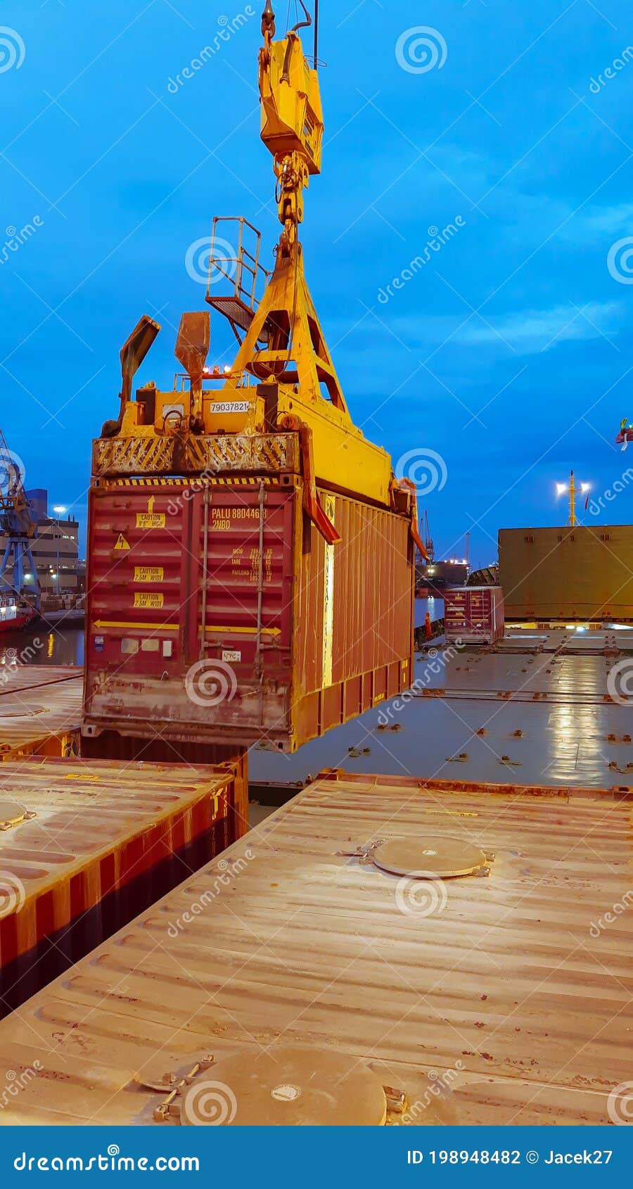 Shore Crane Loading Containers in Freight Ship Editorial Photography ...