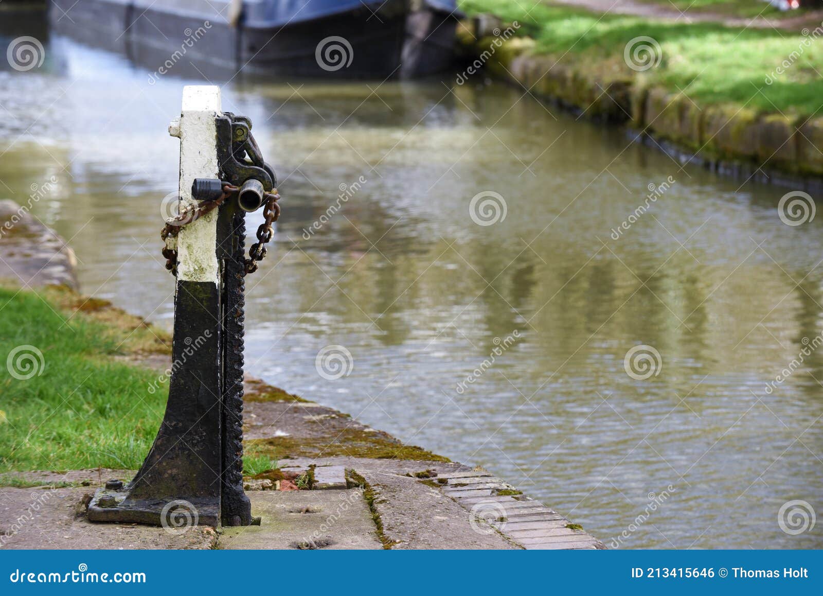 Sluice Gate Control for Flood Prevention on Canal Tow Path Stock Photo ...