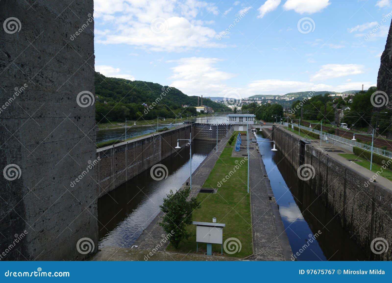 Sluice Strekov stock image. Image of blue, engineering - 97675767