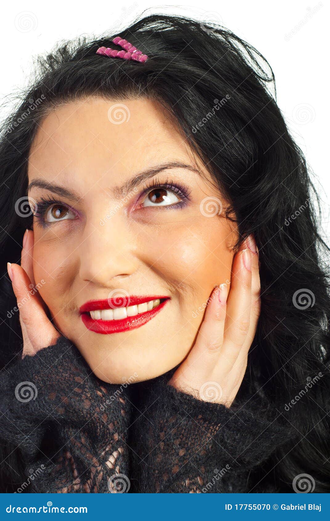 Sluit Omhoog Van Vrouw Het Dromen Met Open Ogen Stock Foto - Image of ...