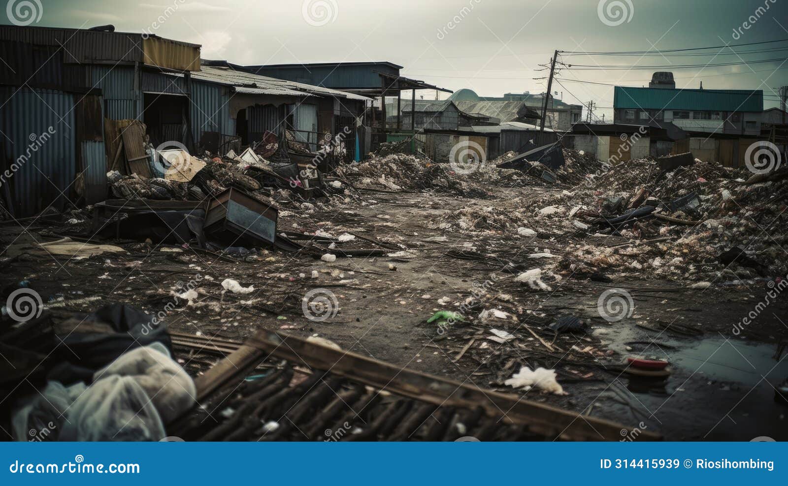 A Slum Area Where Temporary Rubbish is Dumped Stock Illustration ...