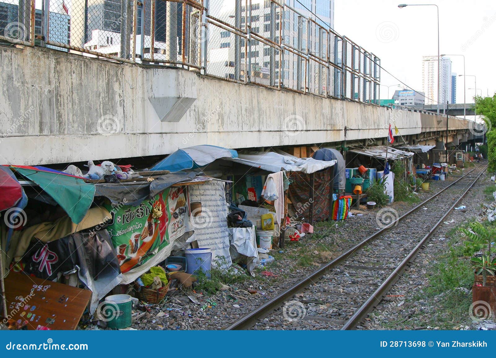 Slum under the bridge editorial stock photo. Image of horizontal - 28713698