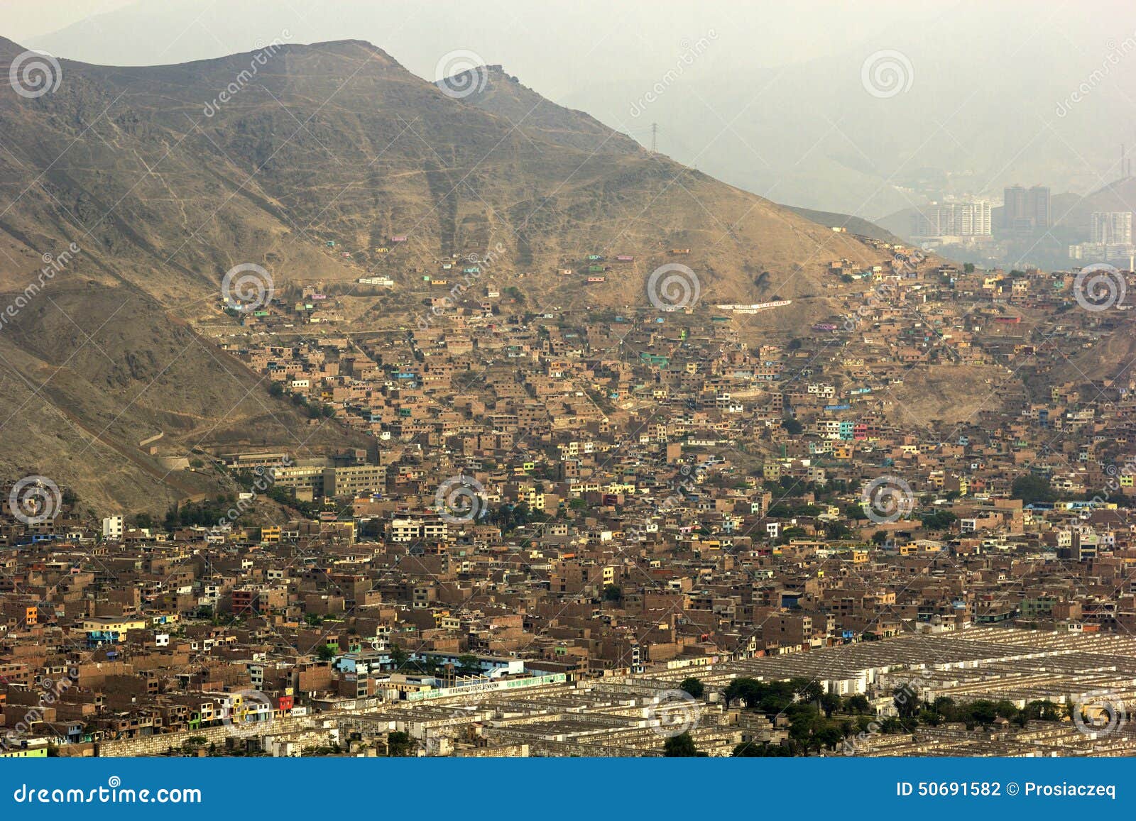 Slums in Lima in Peru stock photo. Image of mess, indigence - 50691582