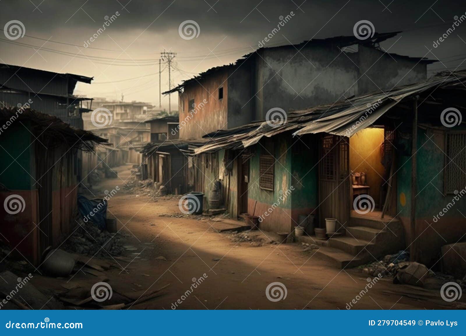 Slums Poverty And Destroyed Houses. AI Generated Stock Photography ...