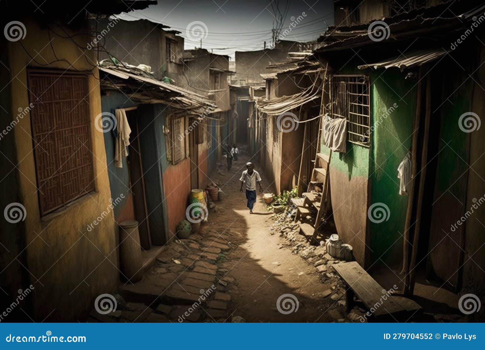 Slums Poverty and Destroyed Houses. AI Generated Stock Illustration ...