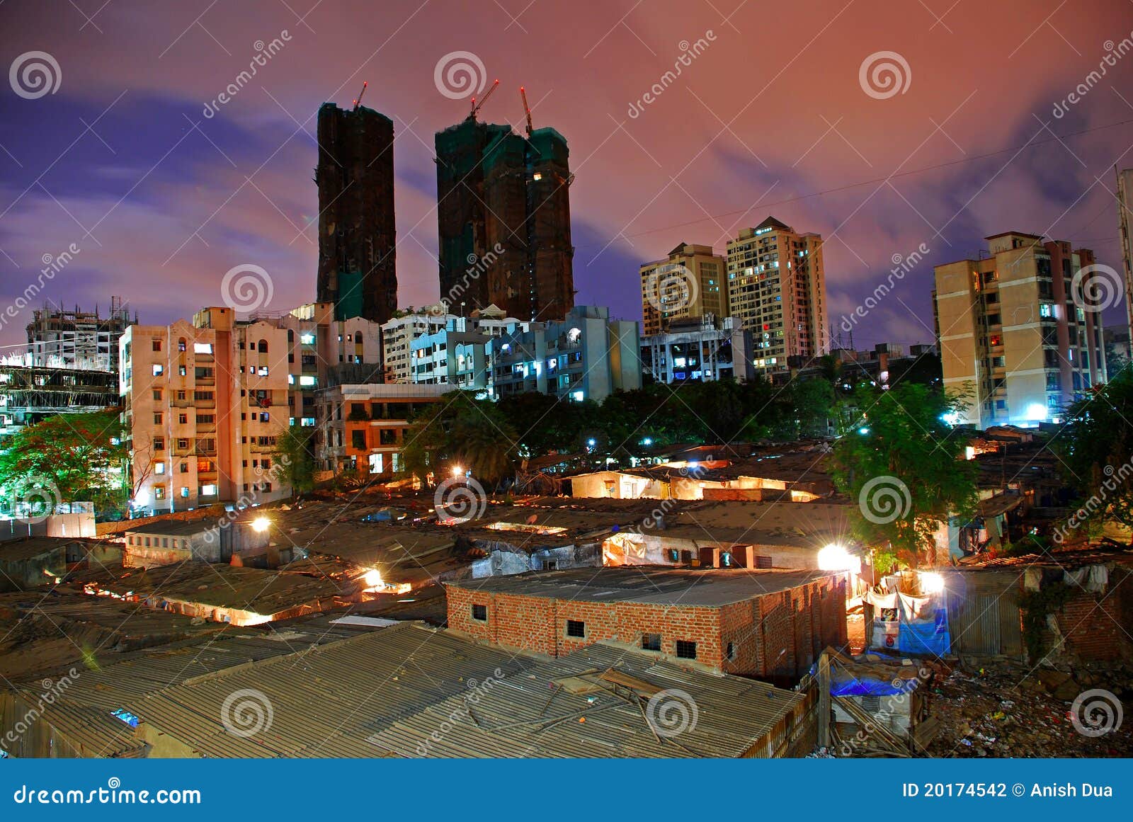 Slums and the Tall Towers stock photo. Image of architecture - 20174542