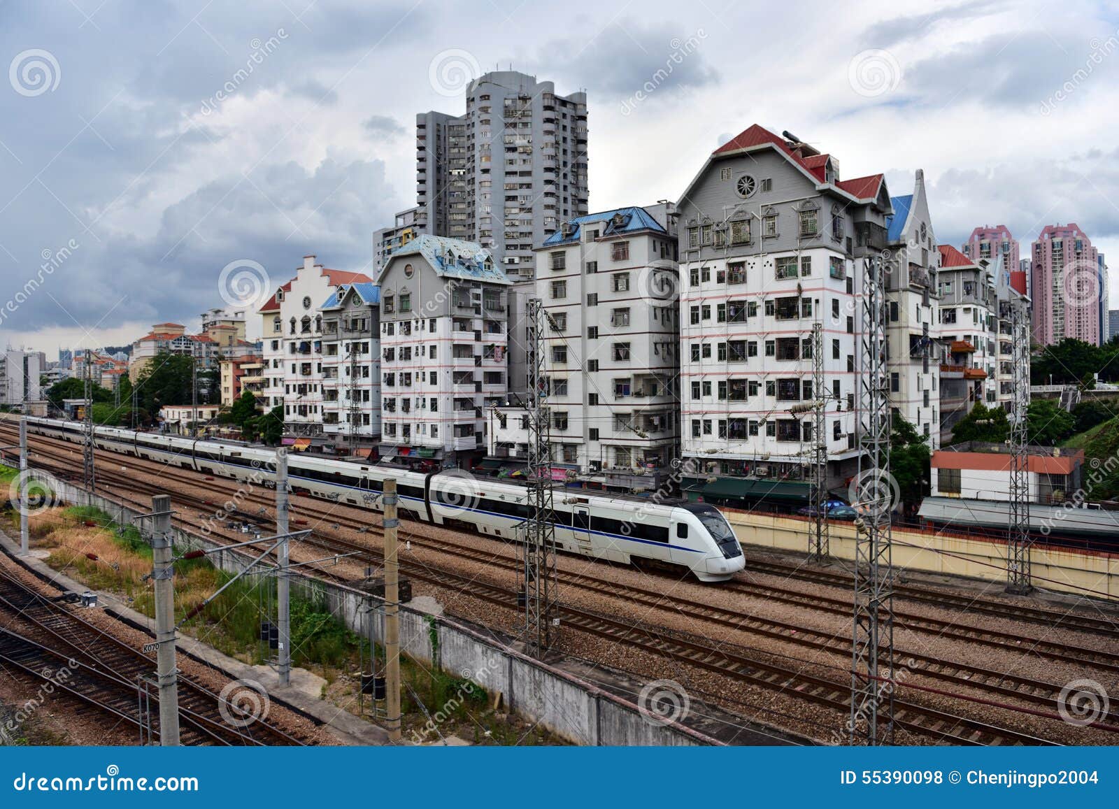 Slums and train stock photo. Image of china, compete - 55390098