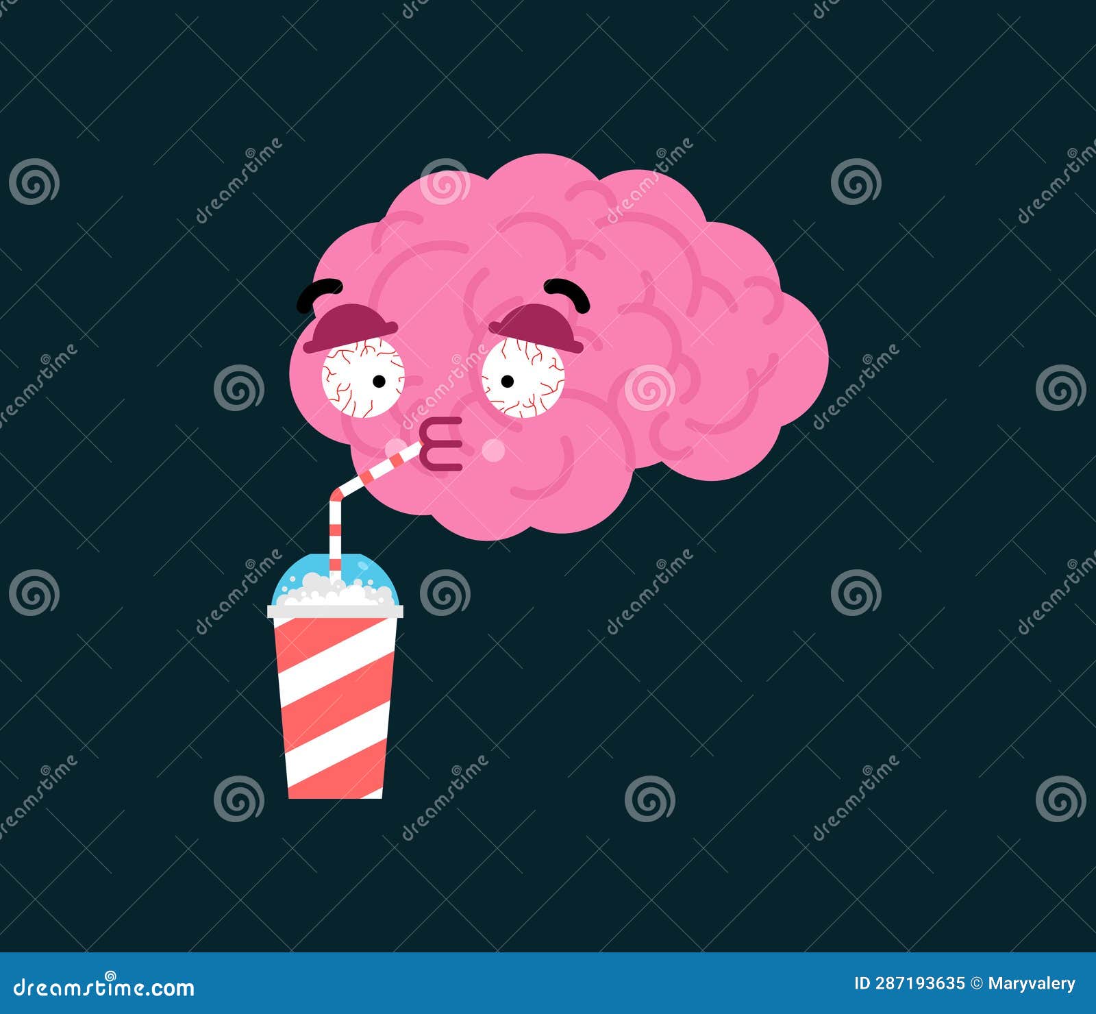 Slurpee Brain-Freezing. Frozen Brain Isolated Cartoon Vector ...