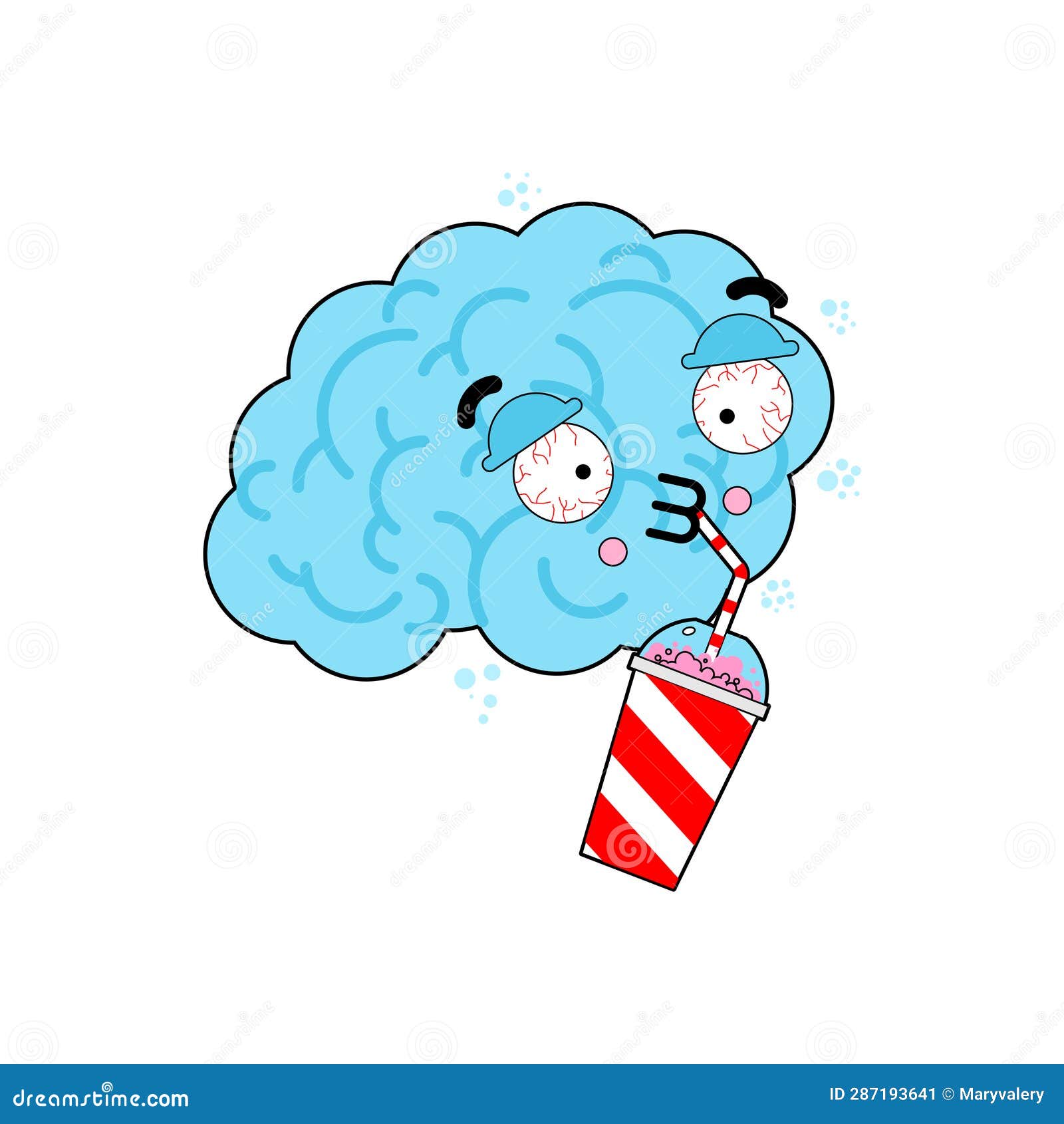 Slurpee Brain-Freezing. Frozen Brain Isolated Cartoon Vector ...