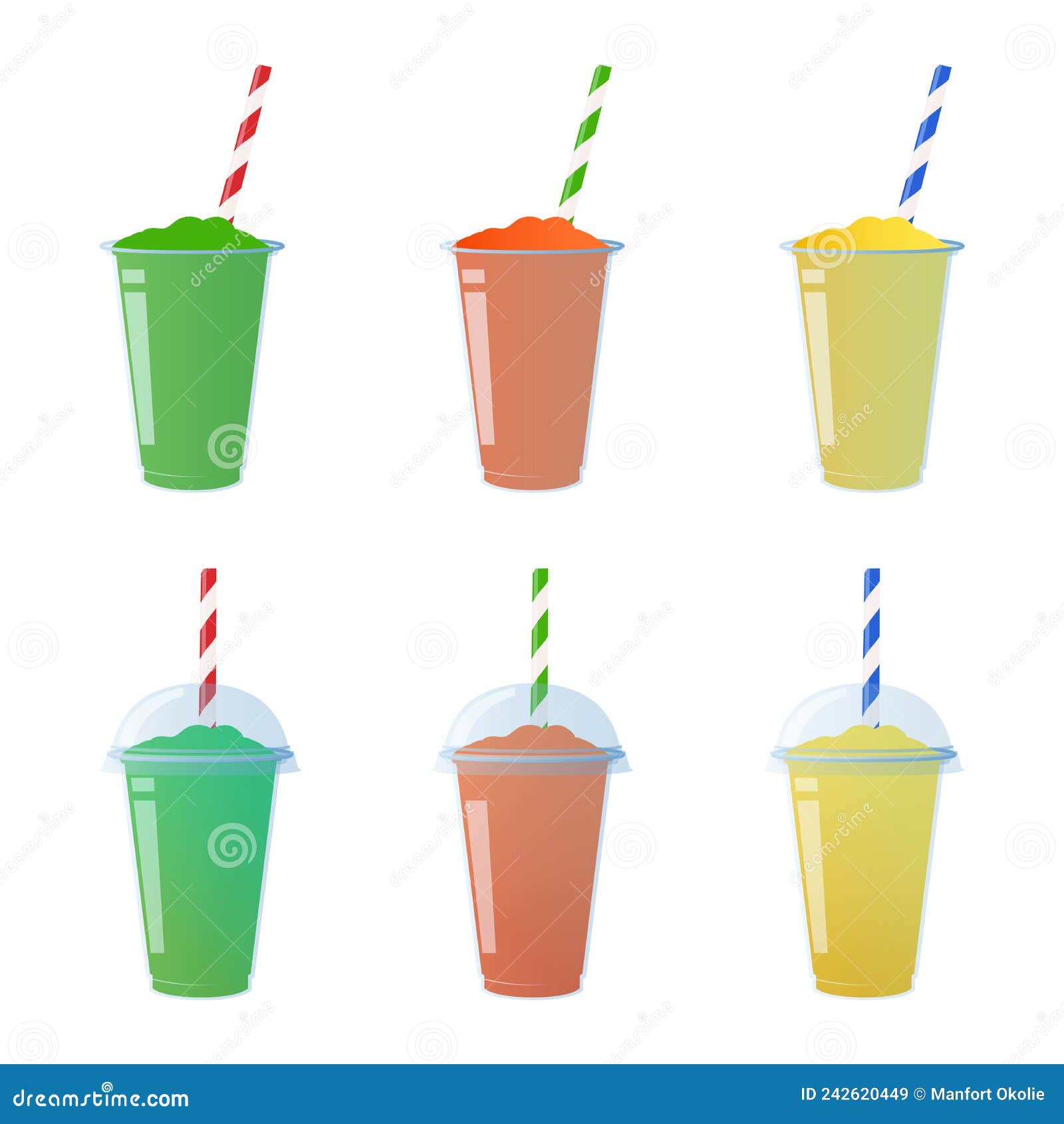 Slurpee Slush Frozen Ice Drink Illustration with Straw Stock Vector ...