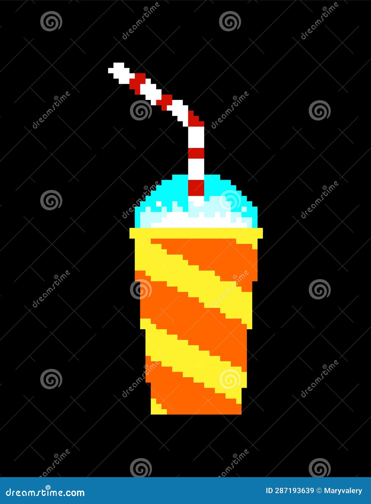 Slurpee Soda In Glass With Straw Isolated Pixel Art 8 Bit Cartoon ...