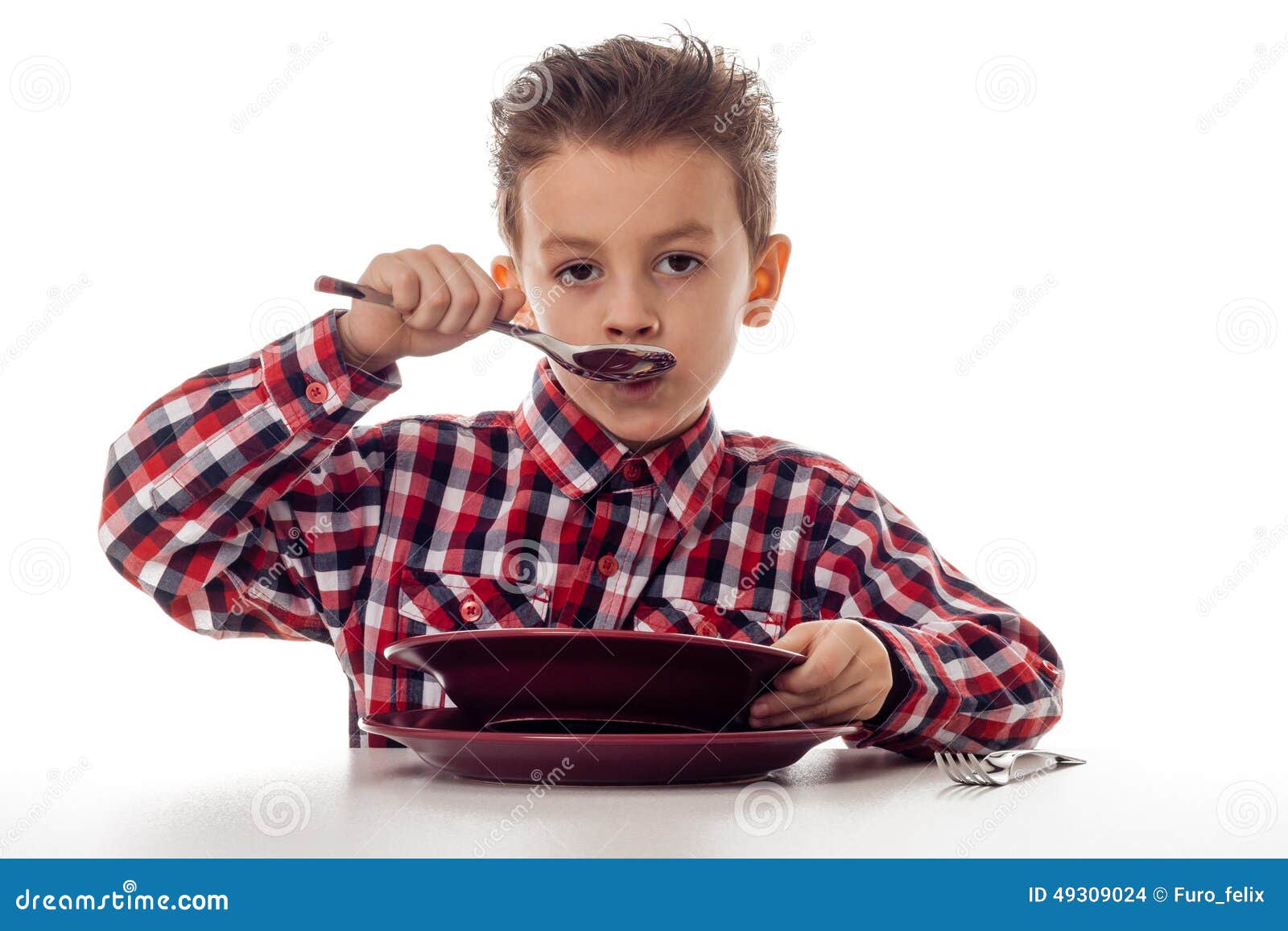 Slurping soup stock photo. Image of fork, kids, child - 49309024